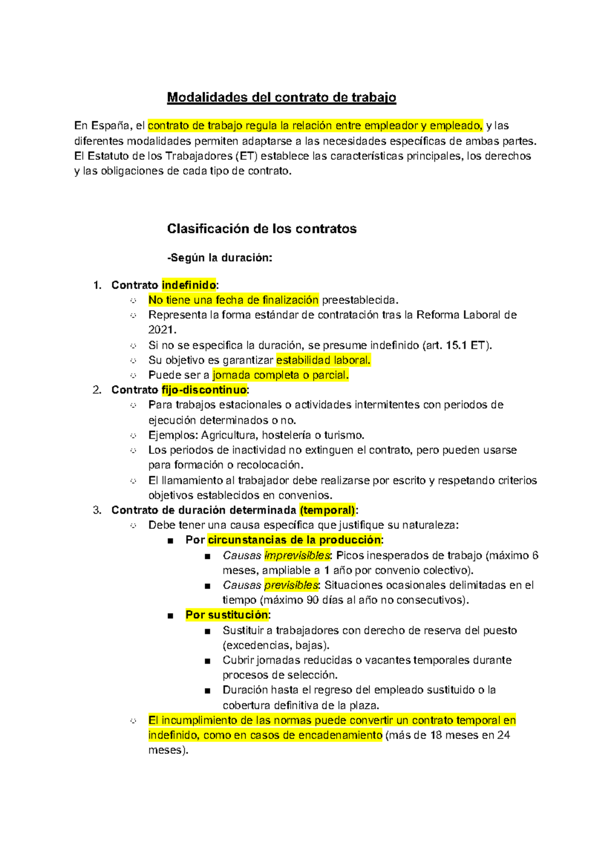 Tipos de contrato de trabajo en España: modalidades y características ...