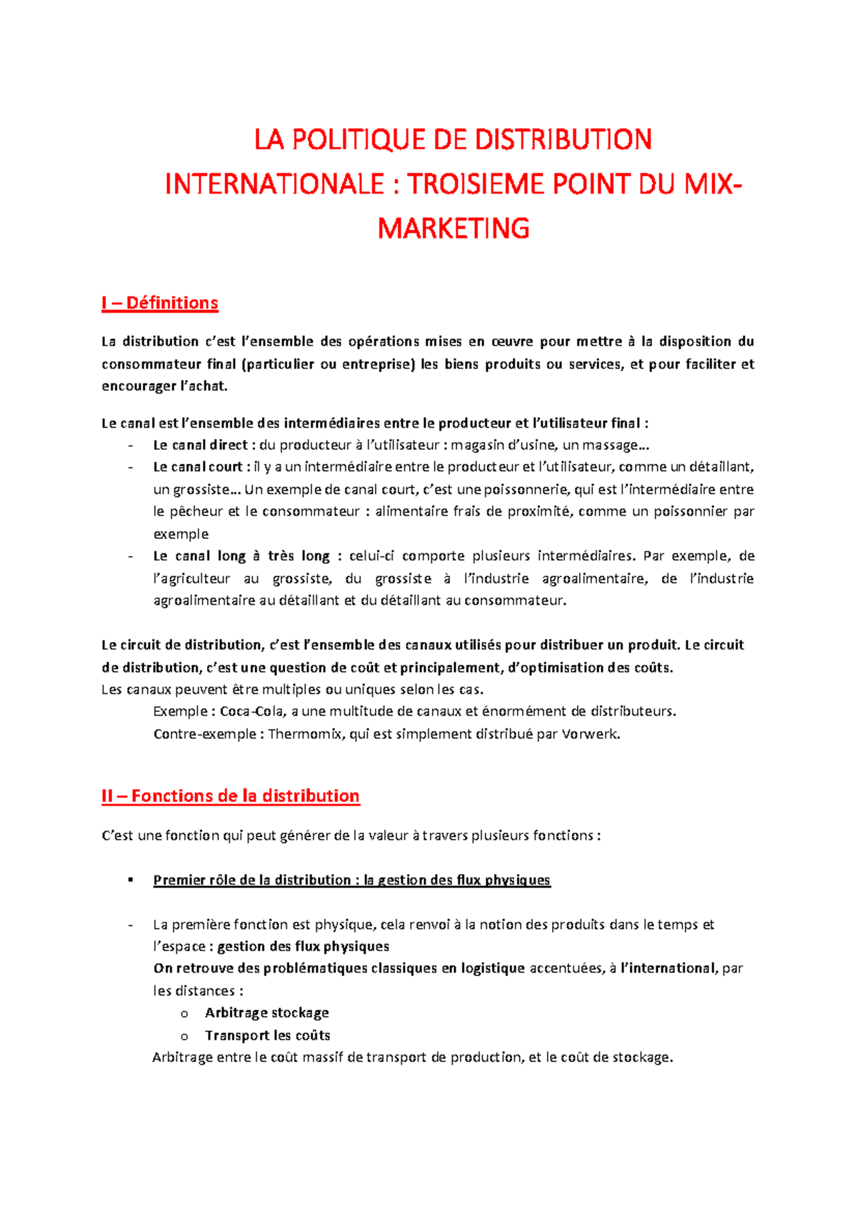 La Politique de Distribution Internationale (MIX-Marketing) - Studocu