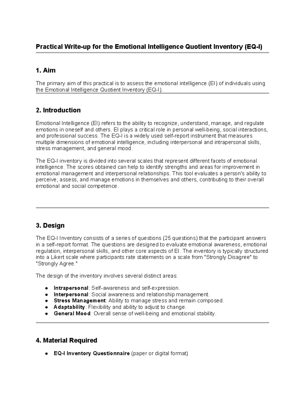 EQ-I Practical Write-Up: Assessing Emotional Intelligence Effectively ...