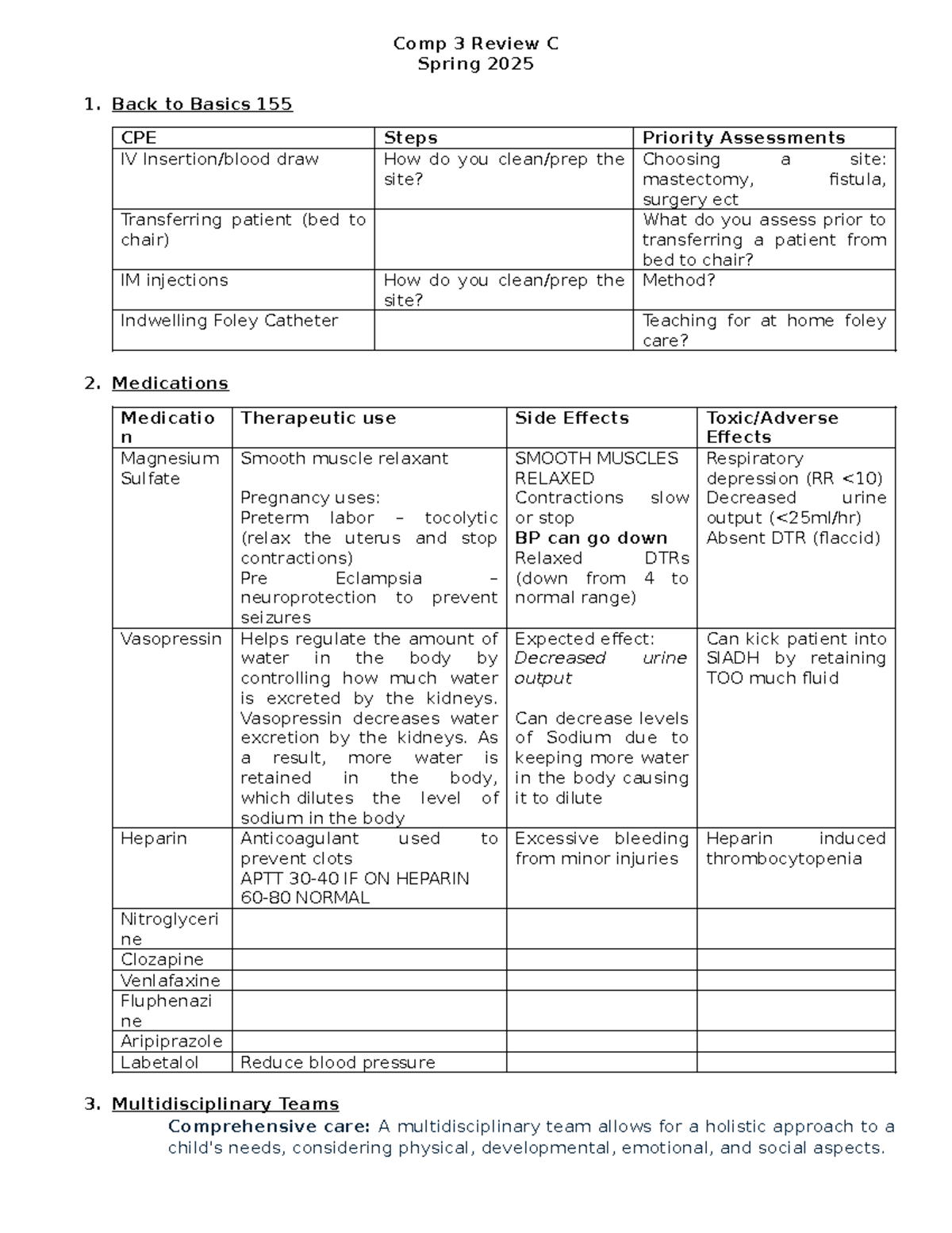 Comp 3 Spring 25 - Comp 3 Review C Spring 2025 1. Back to Basics 155 CPE Steps Priority ...