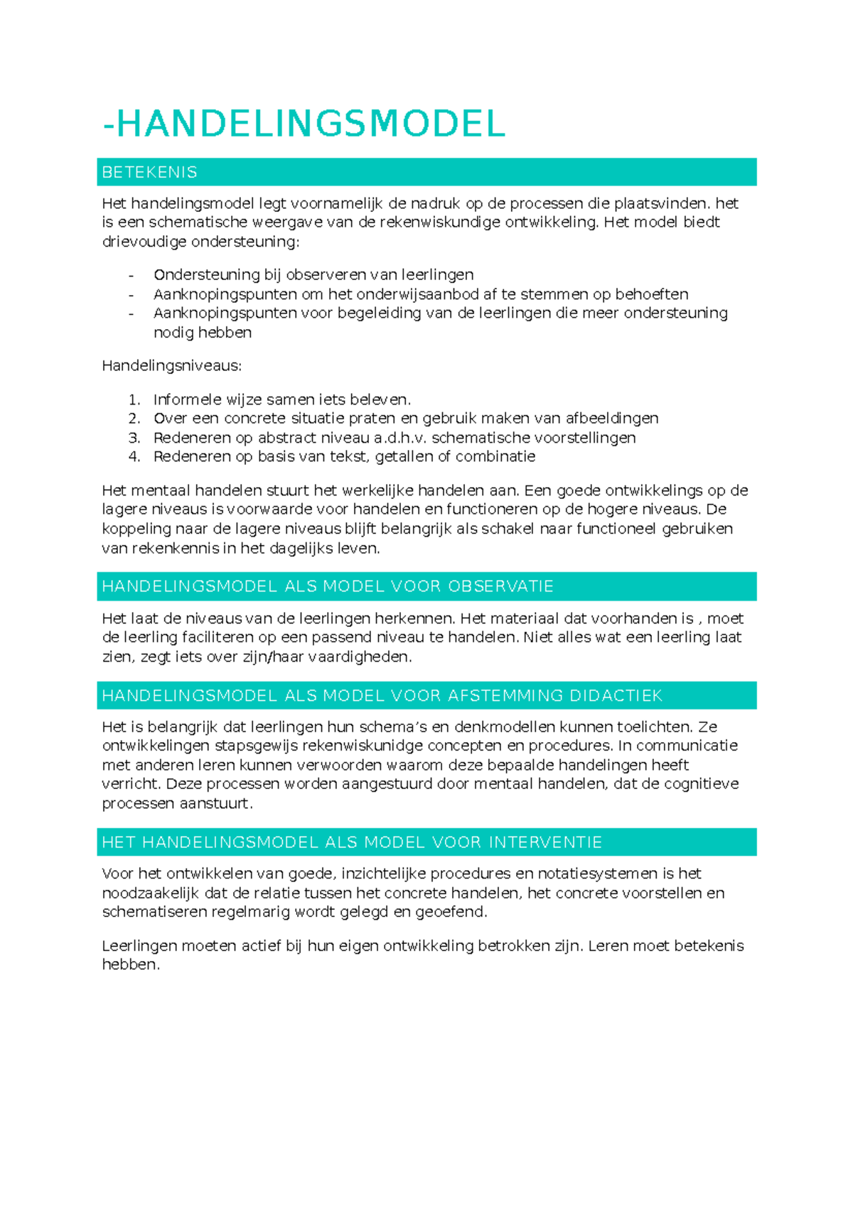 HANDELINGSMODEL: Ondersteuning & Afstemming in Onderwijs Processen ...