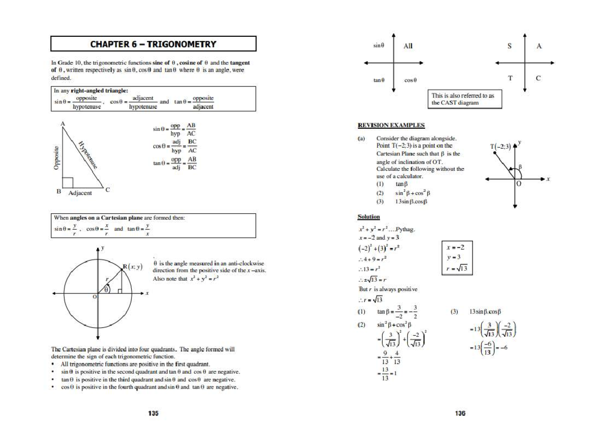 Mind Action Series: Grade 11 Chapter 6 Trigonometry Notes - Studocu