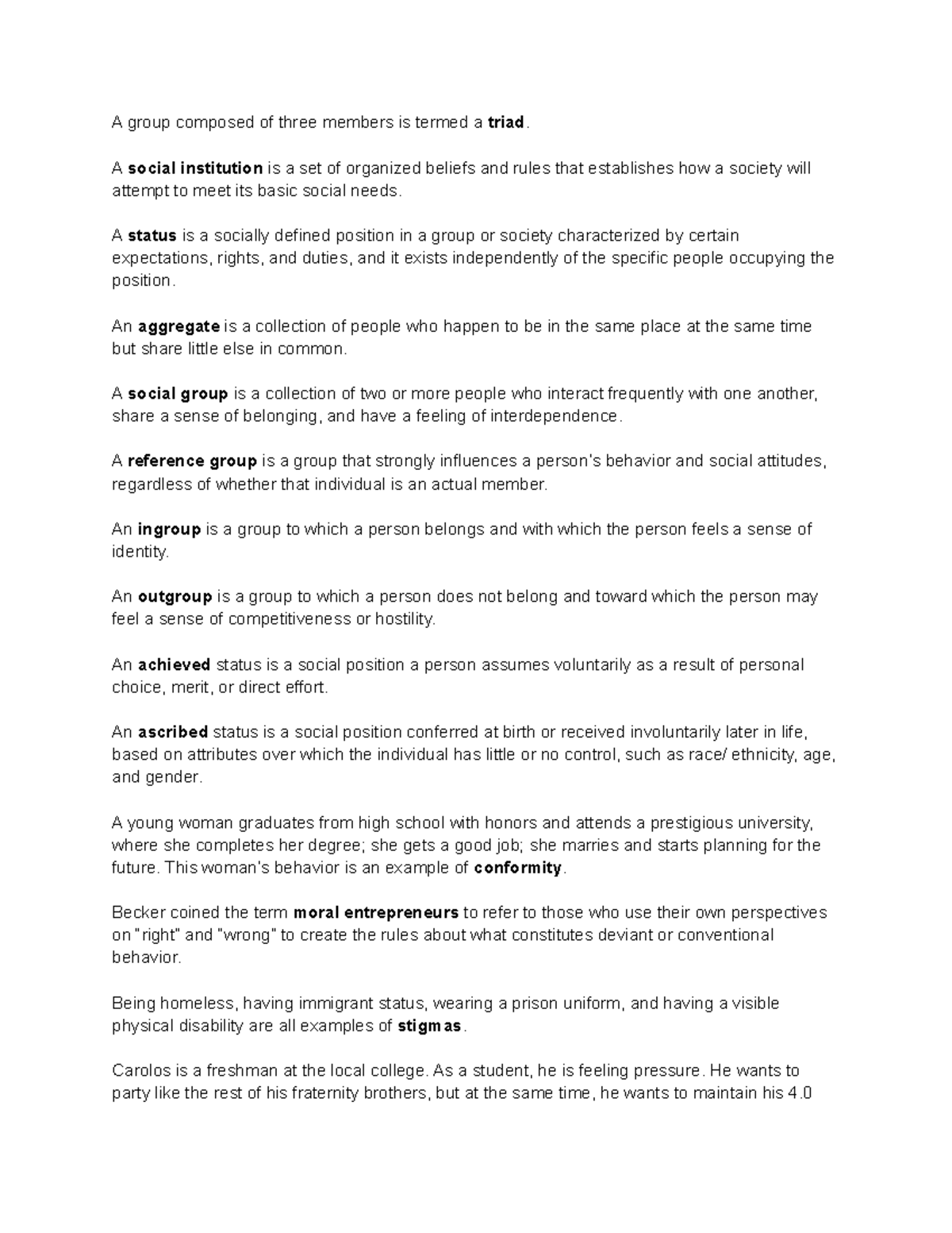 Sociology Chapter Quiz 2 Study Guide (Chapters 4-6) Insights - Studocu