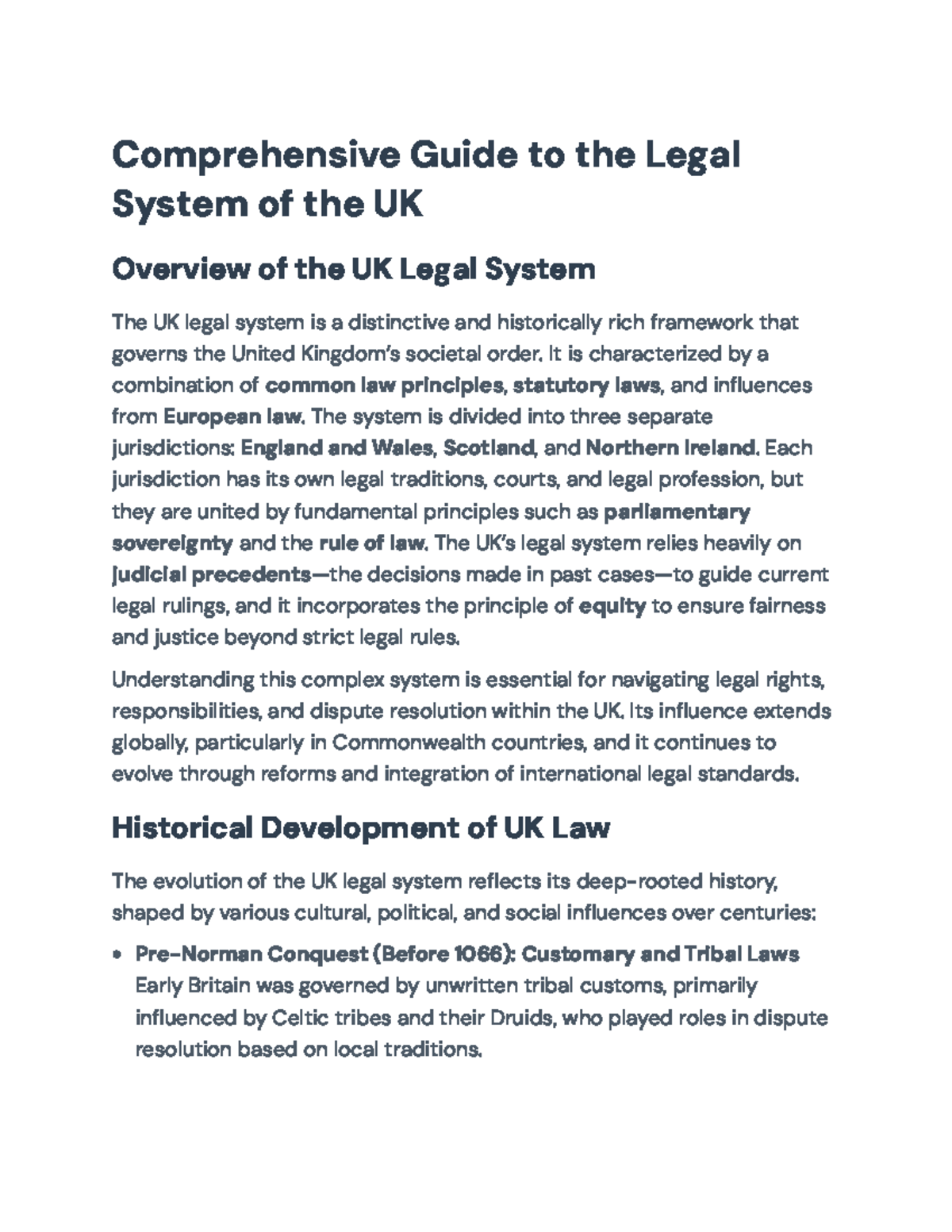 Comprehensive Overview of the UK Legal System and Its Evolution ...