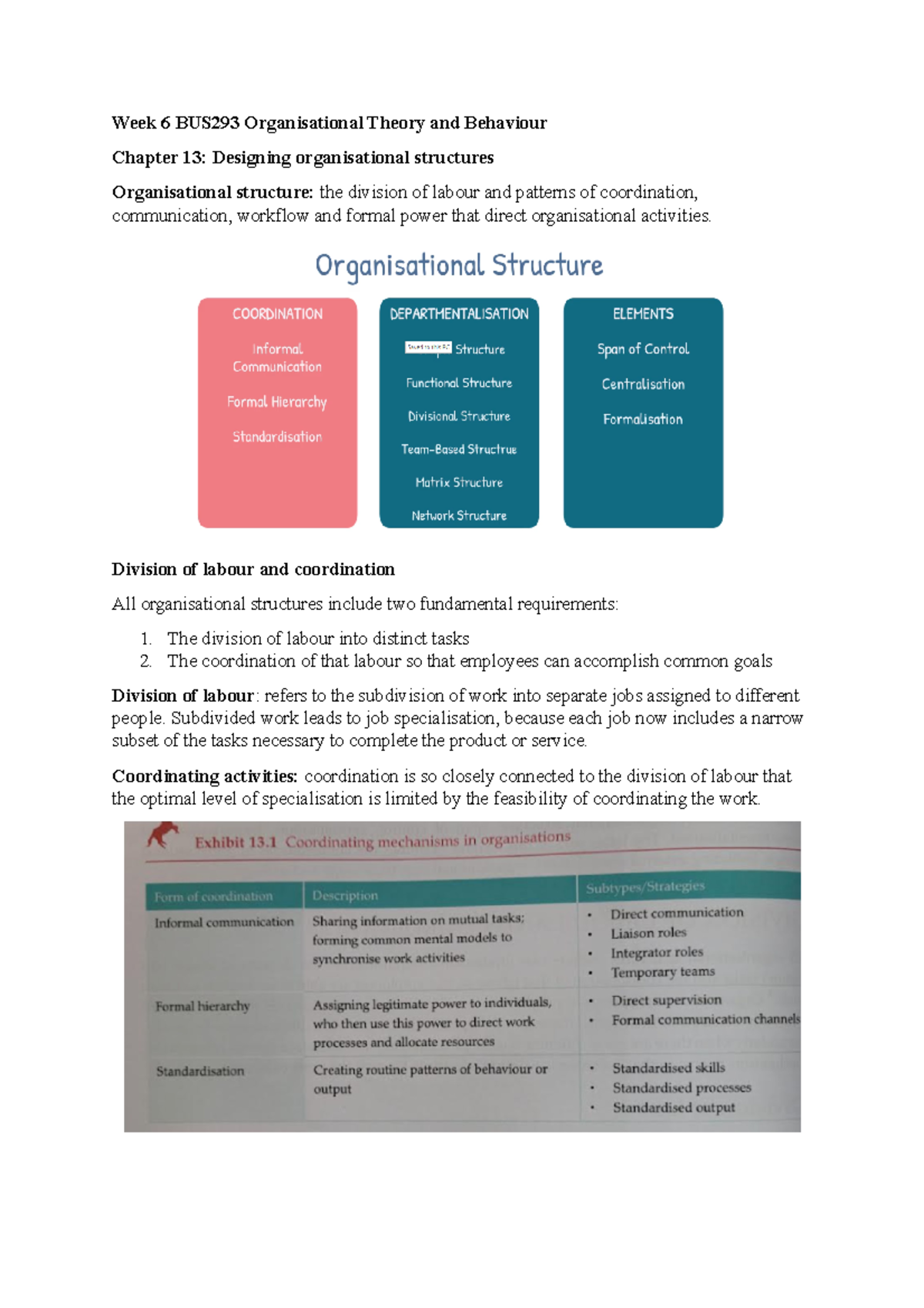 Week 6 BUS293 Organisational Theory and Behaviour - Week 6 BUS293 Organisational Theory and ...