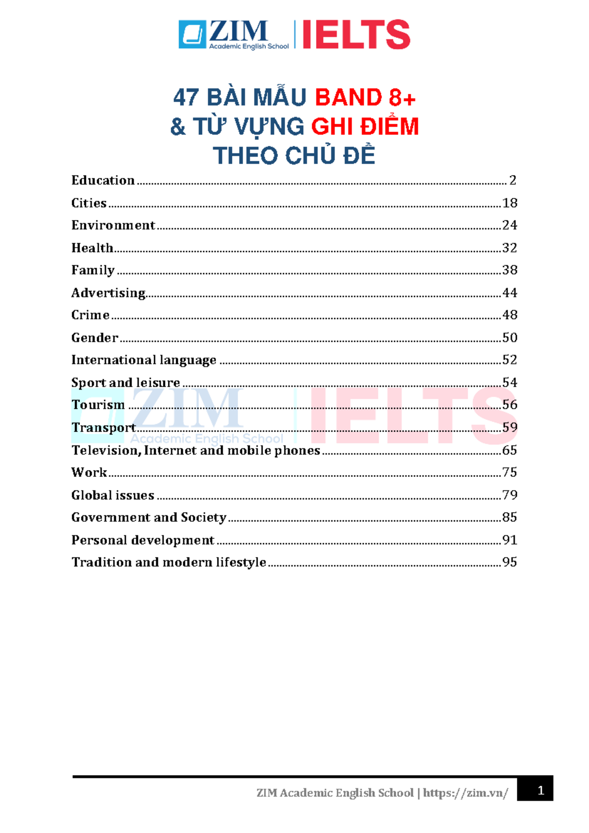 Writing Sample Band 8 ZIM - 47 BÀI MẪU BAND 8+ & TỪ VỰNG GHI ĐIỂM ...