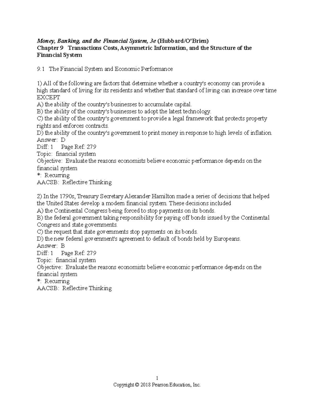 Chapter 9 - Money, Banking, and the Financial System, 3e (Hubbard/O ...