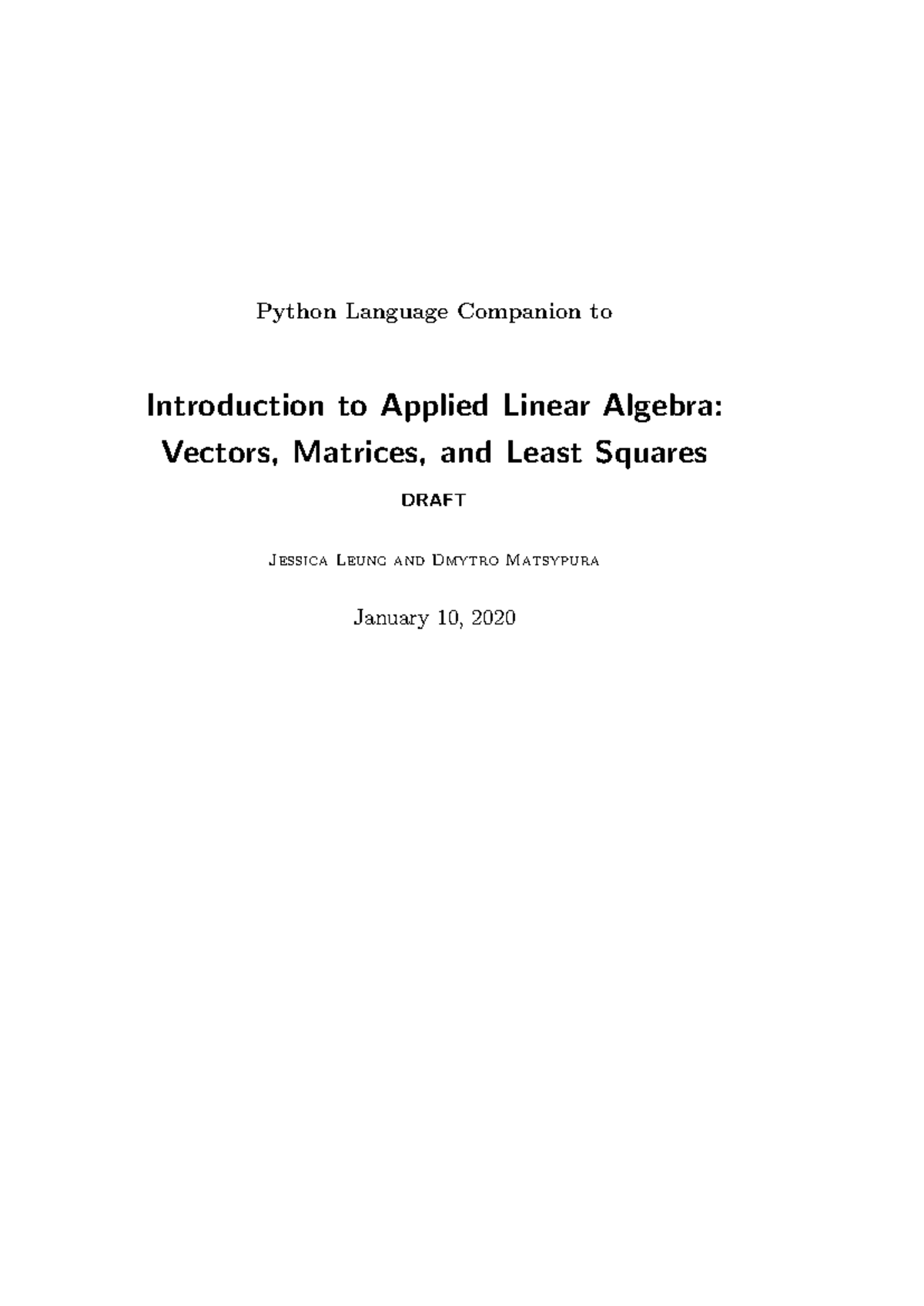 Python Companion for Intro to Applied Linear Algebra: Vectors, Matrices ...
