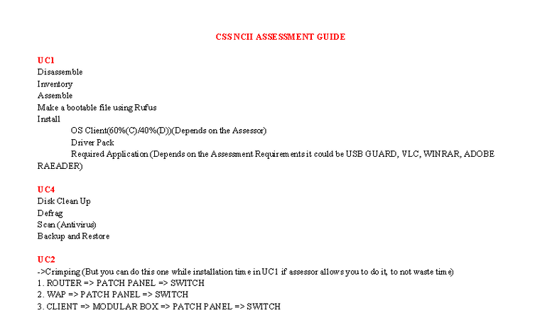 CSS NCII Assessment Guide: Disassemble, Install OS, and Network Setup ...