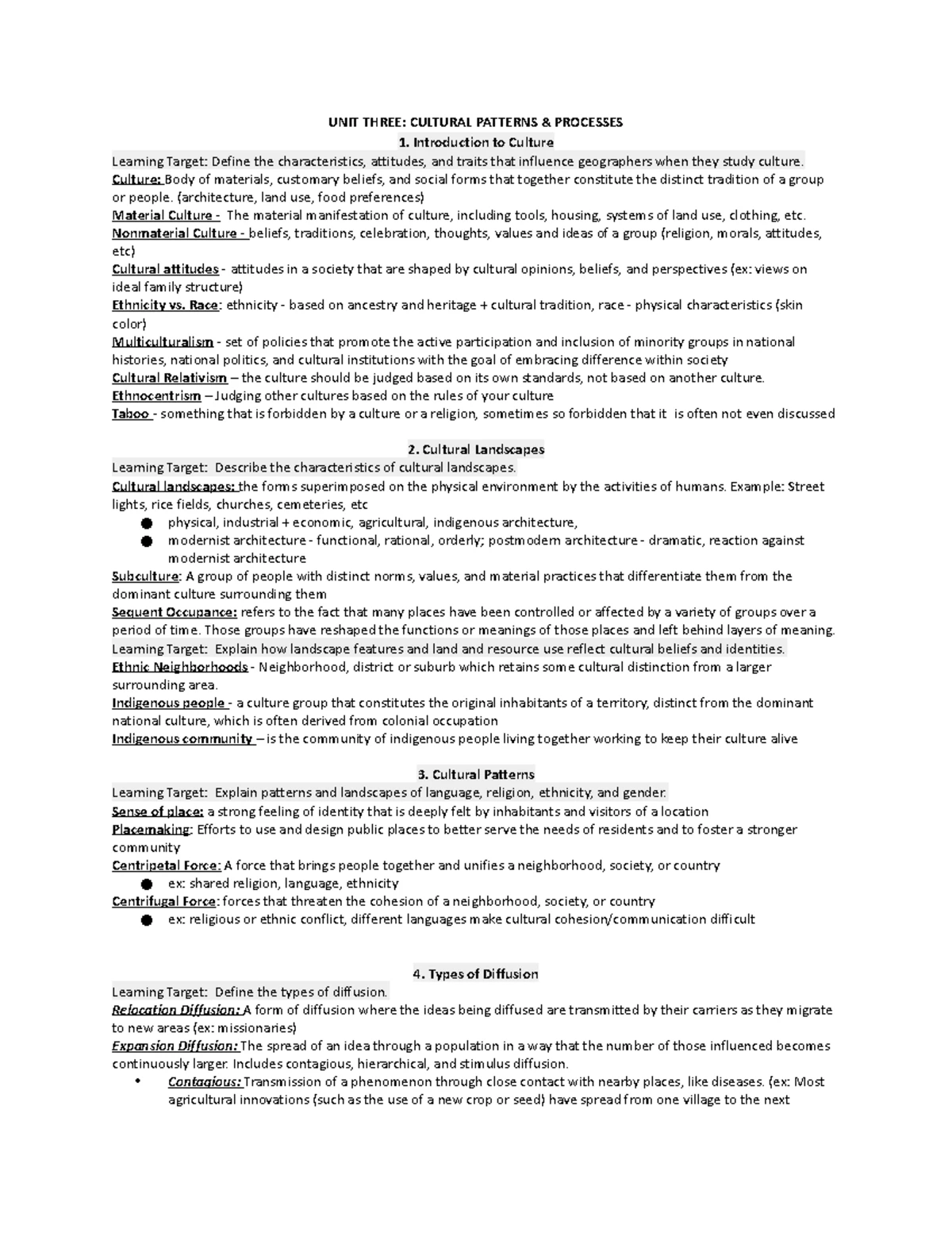 AP Human Geo Unit 3 Vocabulary Definitions and Examples - Studocu