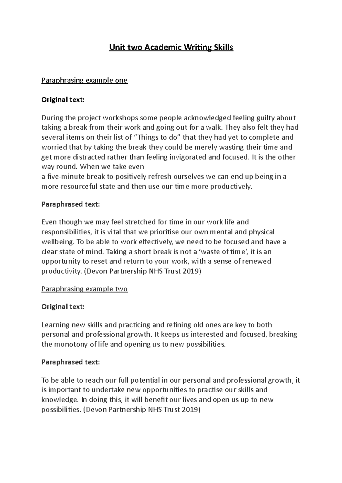 Unit 2: Developing Effective Academic Writing Skills - Studocu