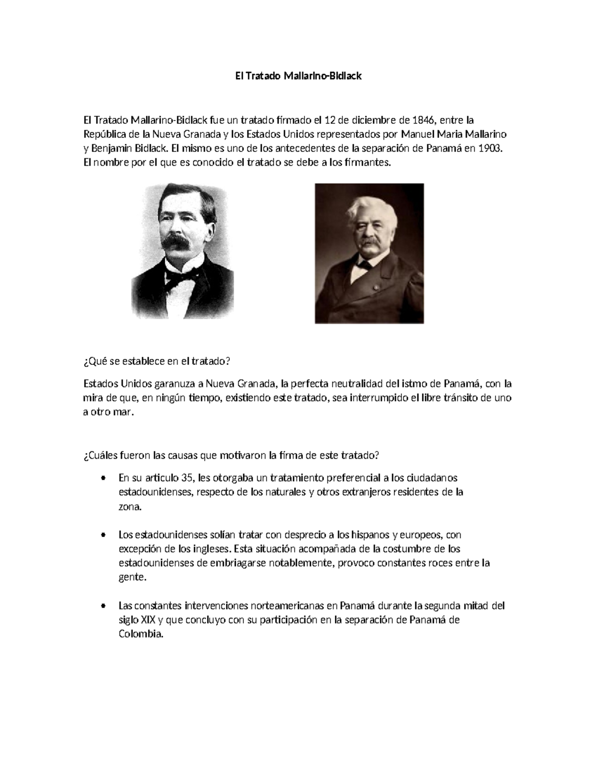 El Tratado Mallarino-Bidlack: Antecedentes y Consecuencias Históricas ...