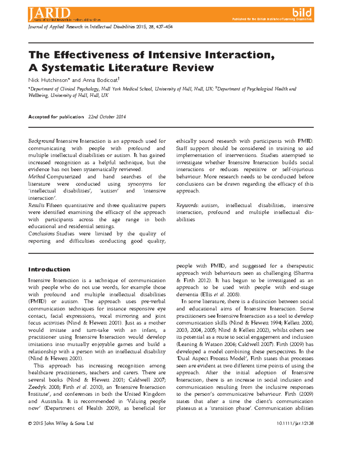 Intensive interaction - It has gained increased recognition as a ...