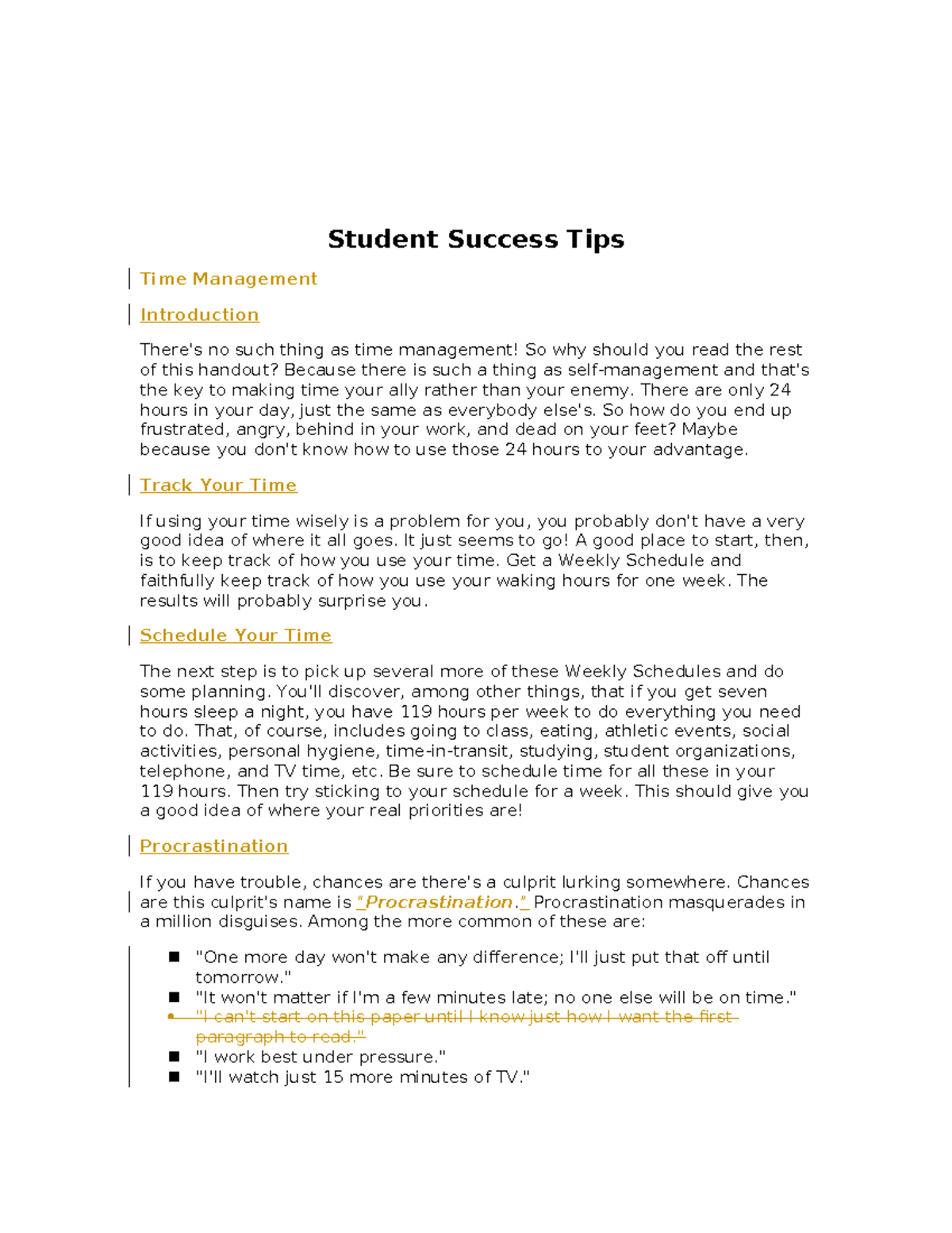 Student Success Tips: Mastering Time Management Strategies - Studocu