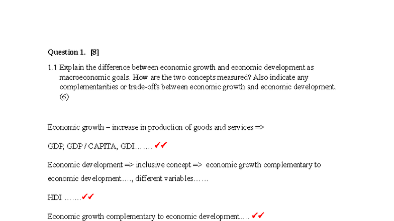 Test 1 - Economic Growth vs Development & Institutional Analysis 2025 ...