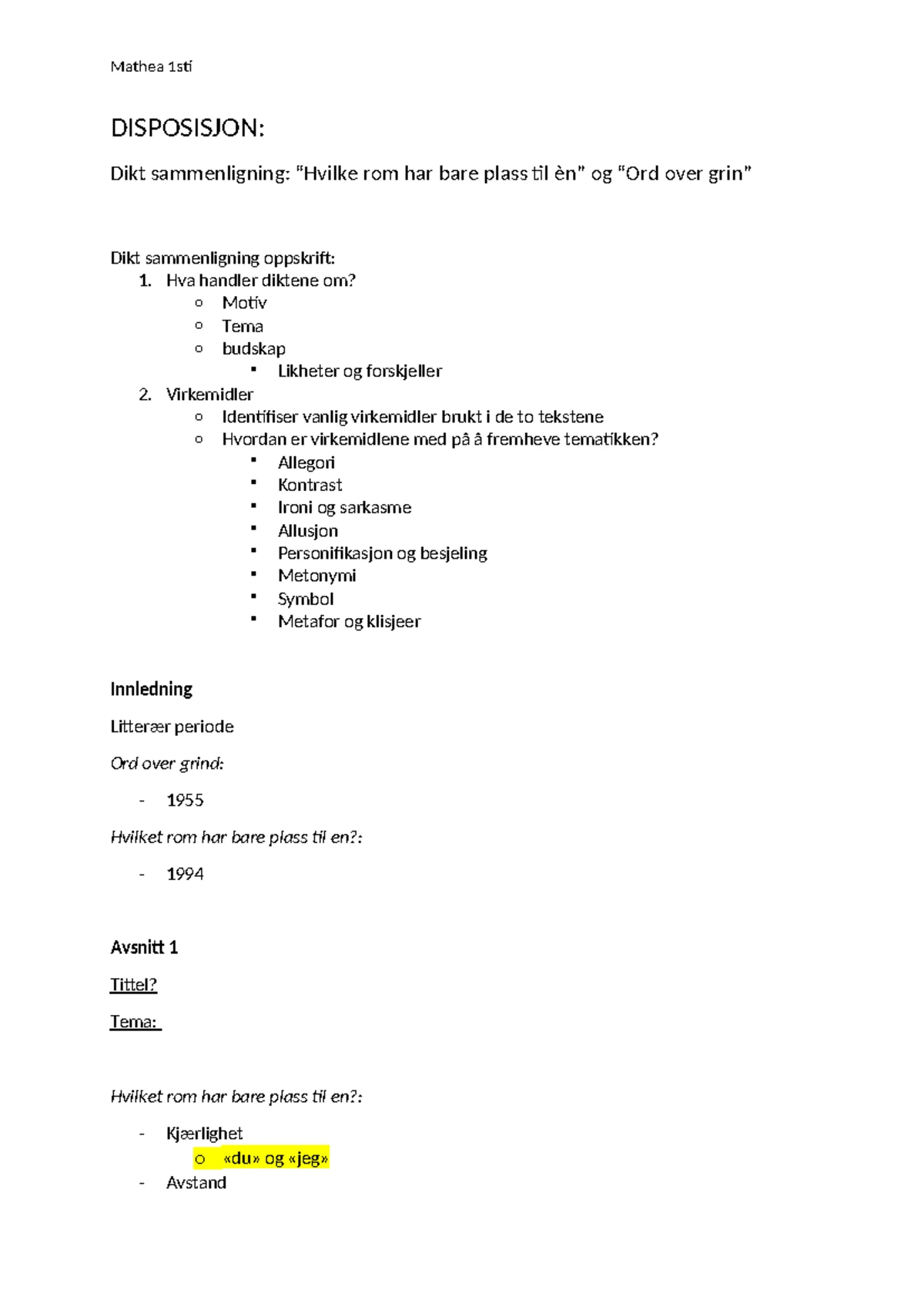 Eksamen hovedmål 2024 - Eksamen Hovedmål 2024 Del 1 – Kortsvar Det norrøne diktet «Håvamål», og ...