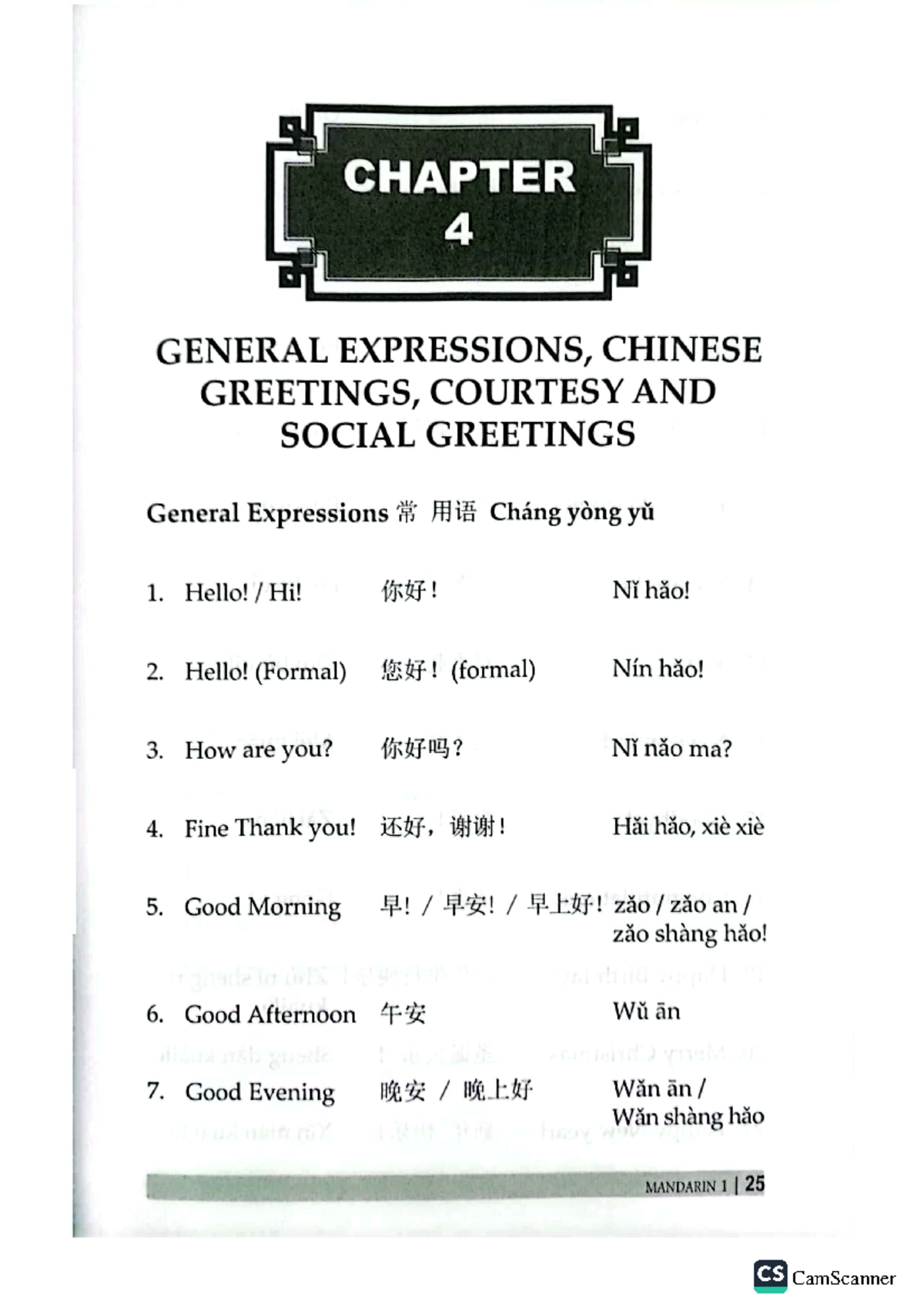 Mandarin - ,,. - CHAPTER 4 GENERAL EXPRESSIONS, CHINESE GREETINGS ...
