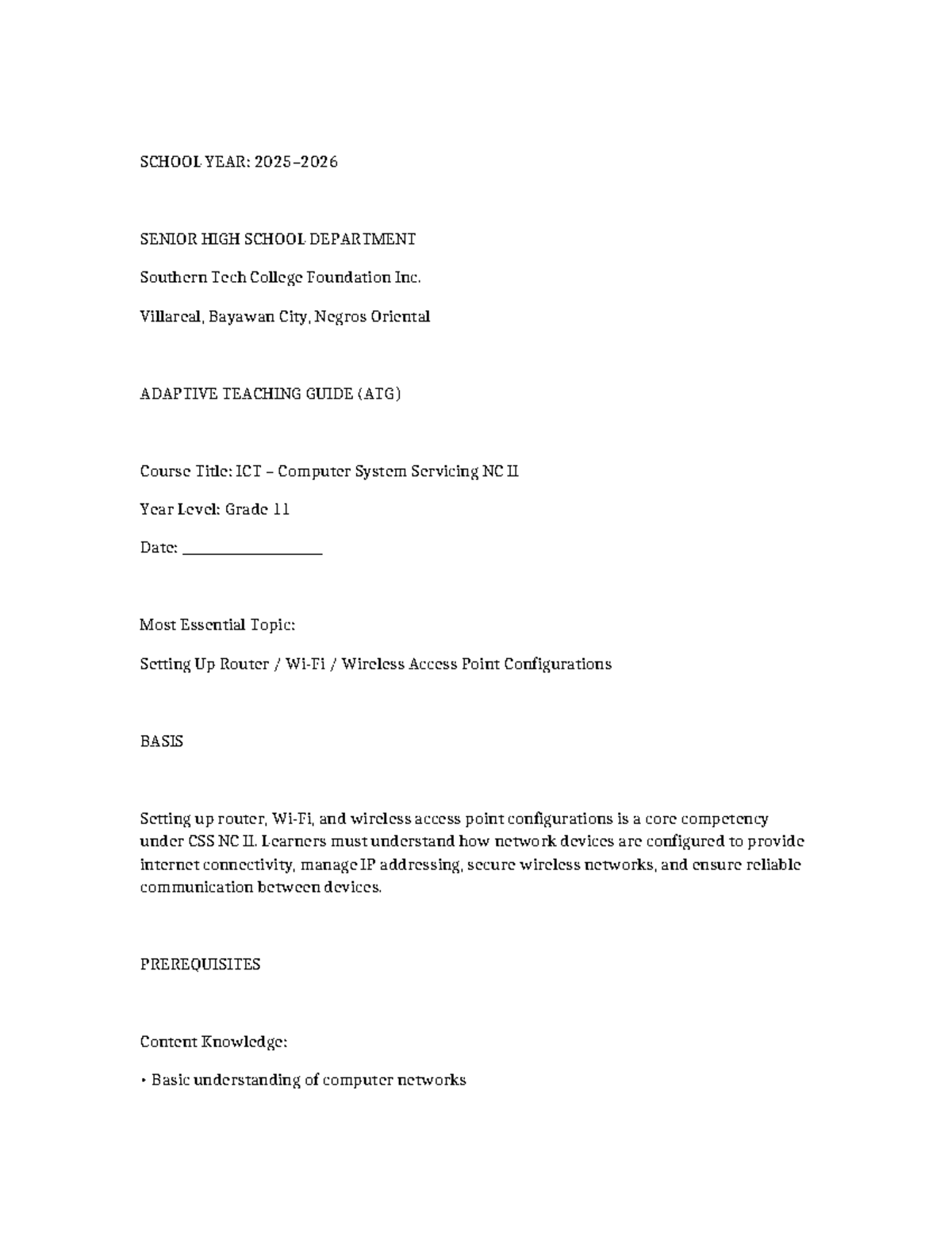 ATG: Setting Up Router & Wireless Access Point Configurations for ICT ...