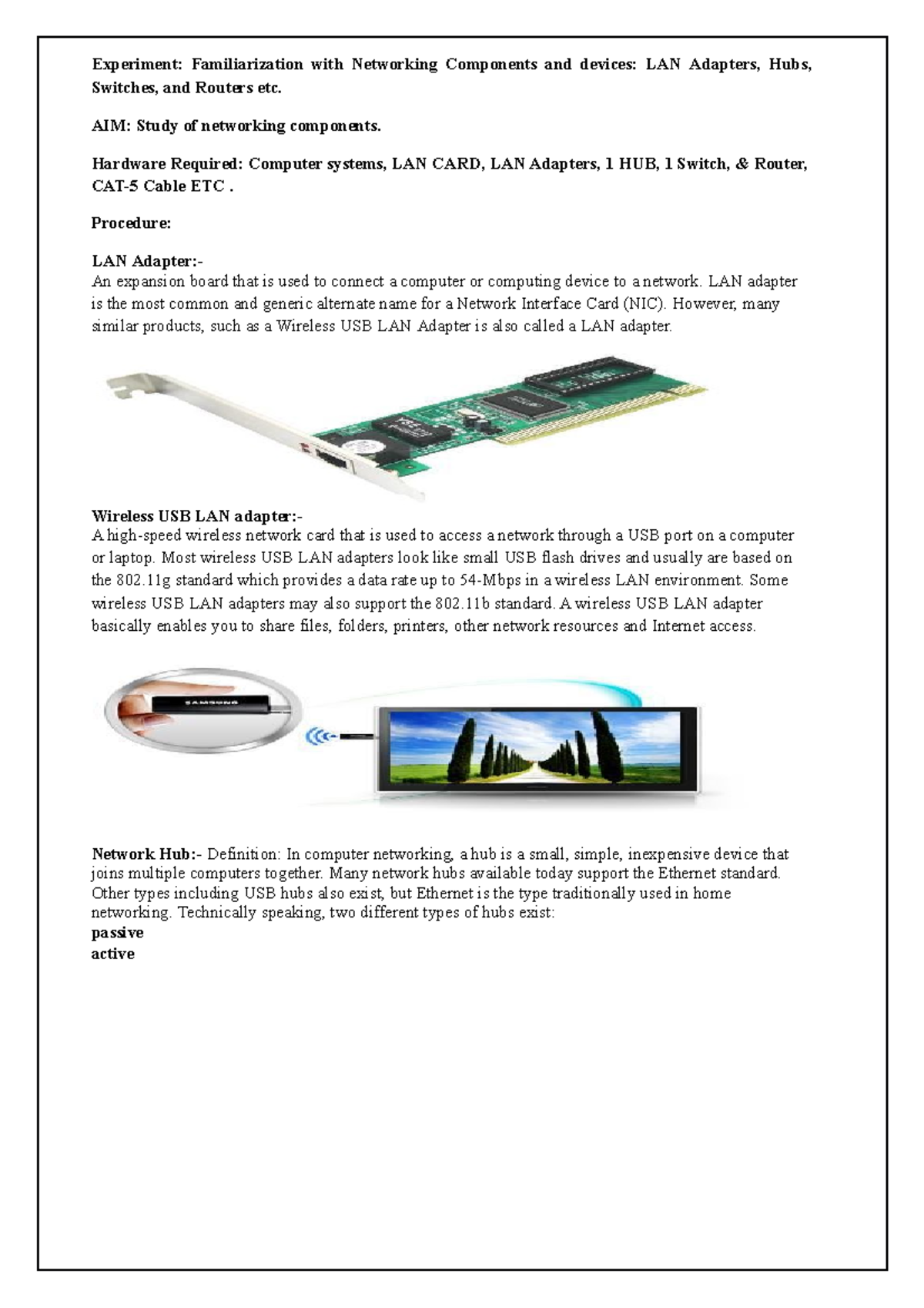 Practical 1,2 - Experiment: Familiarization with Networking Components ...