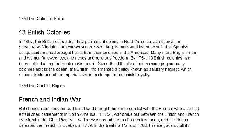 HIST 1750: Causes of the American Revolution and the French & Indian ...