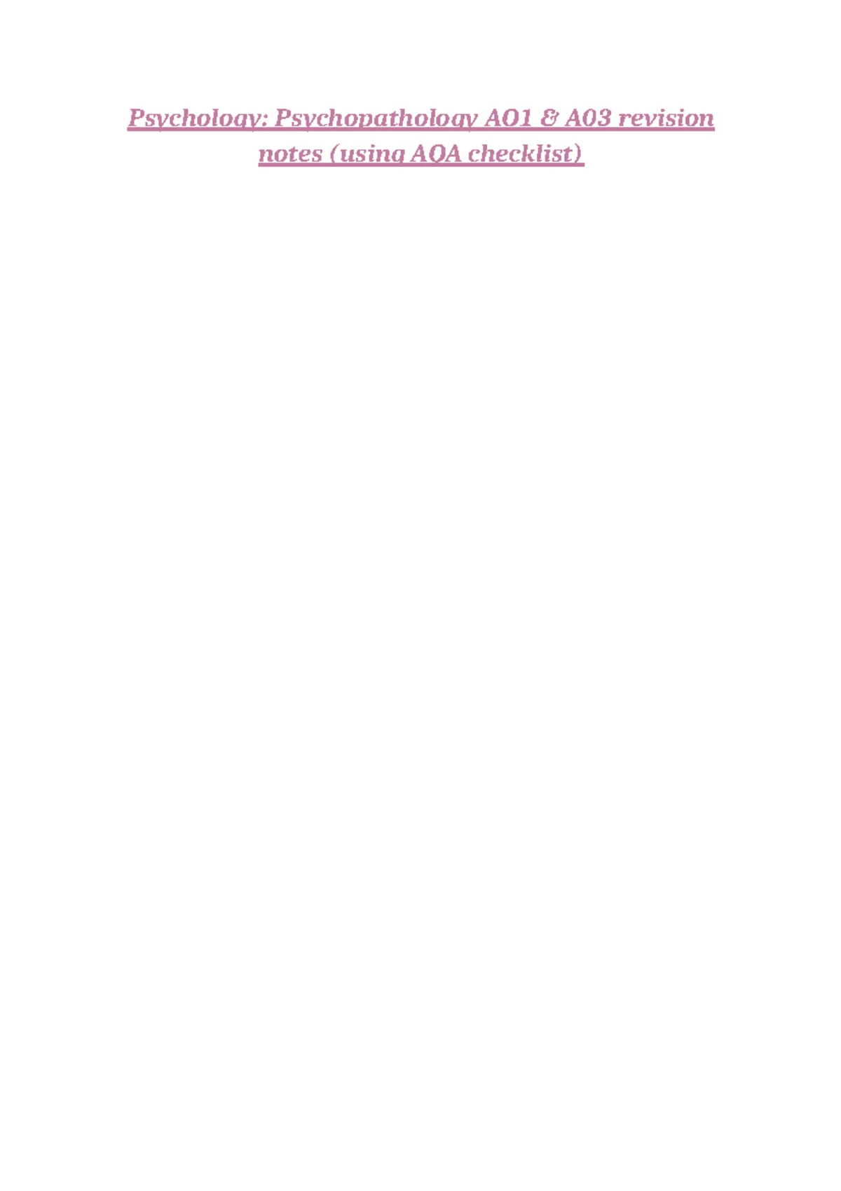 Approaches revision booklet - Psychology: Approaches AO1 & A03 revision ...
