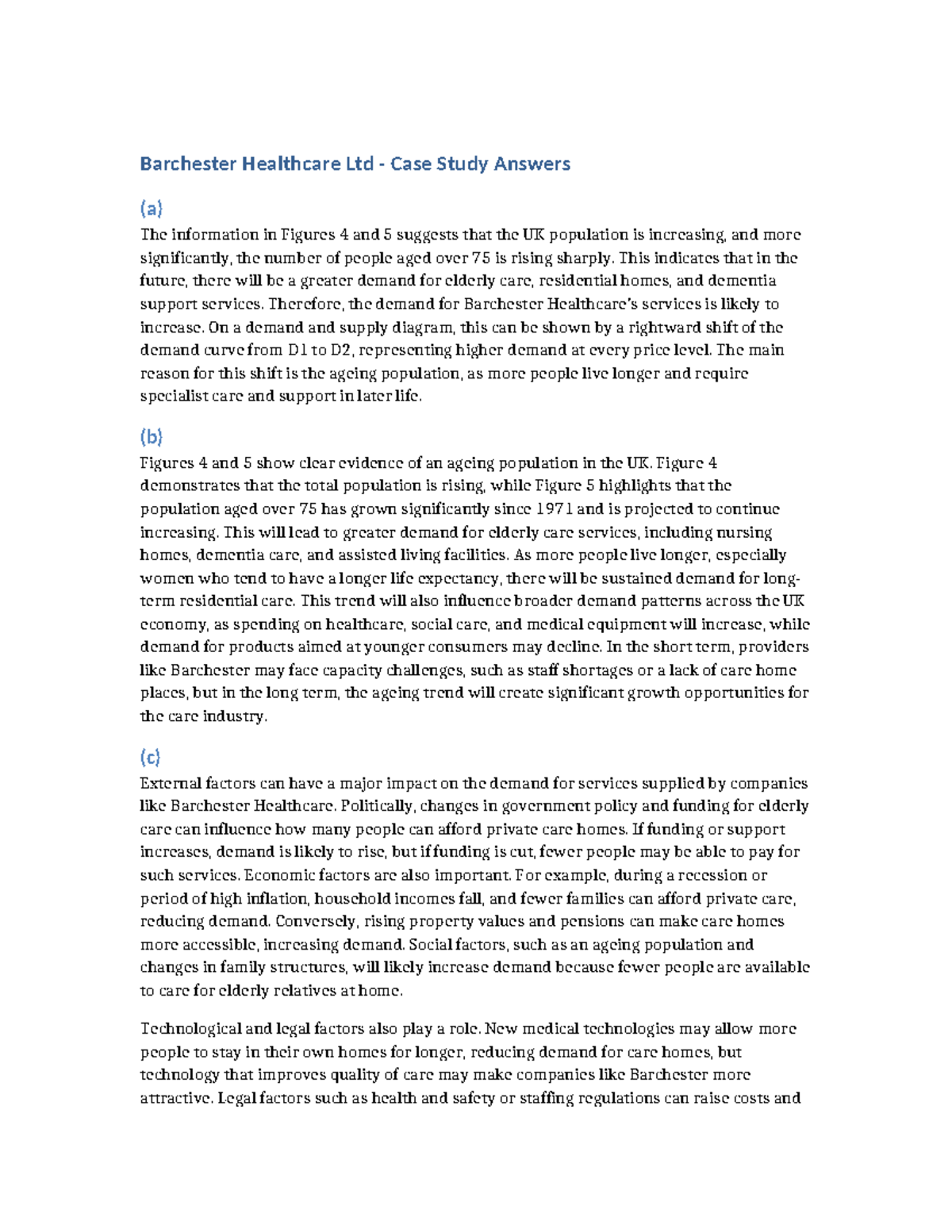 Barchester Healthcare Ltd Case Study Analysis and Insights - Studocu