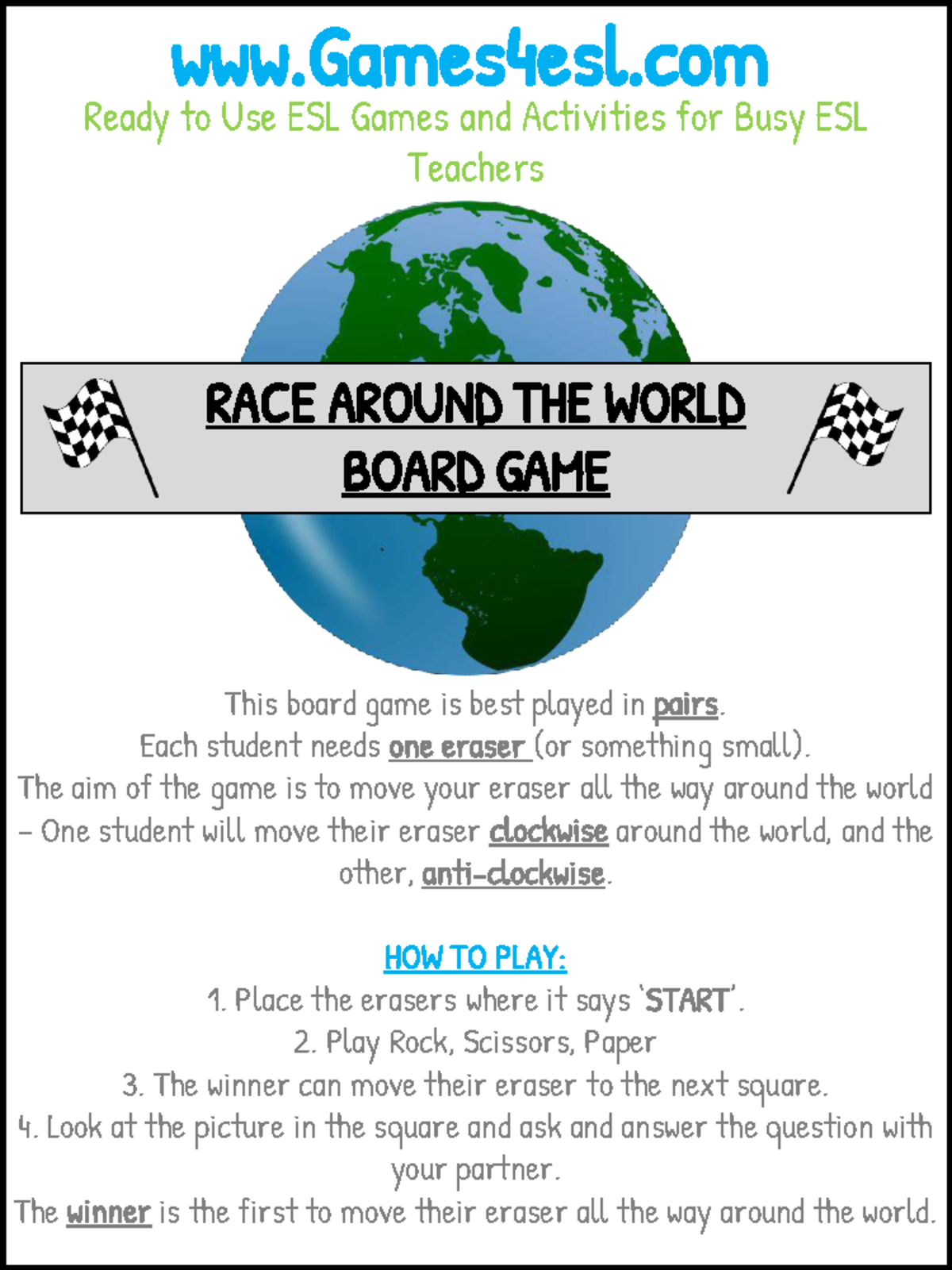 ESL Game: Weather-Themed Race Around The World Board Game - Studocu