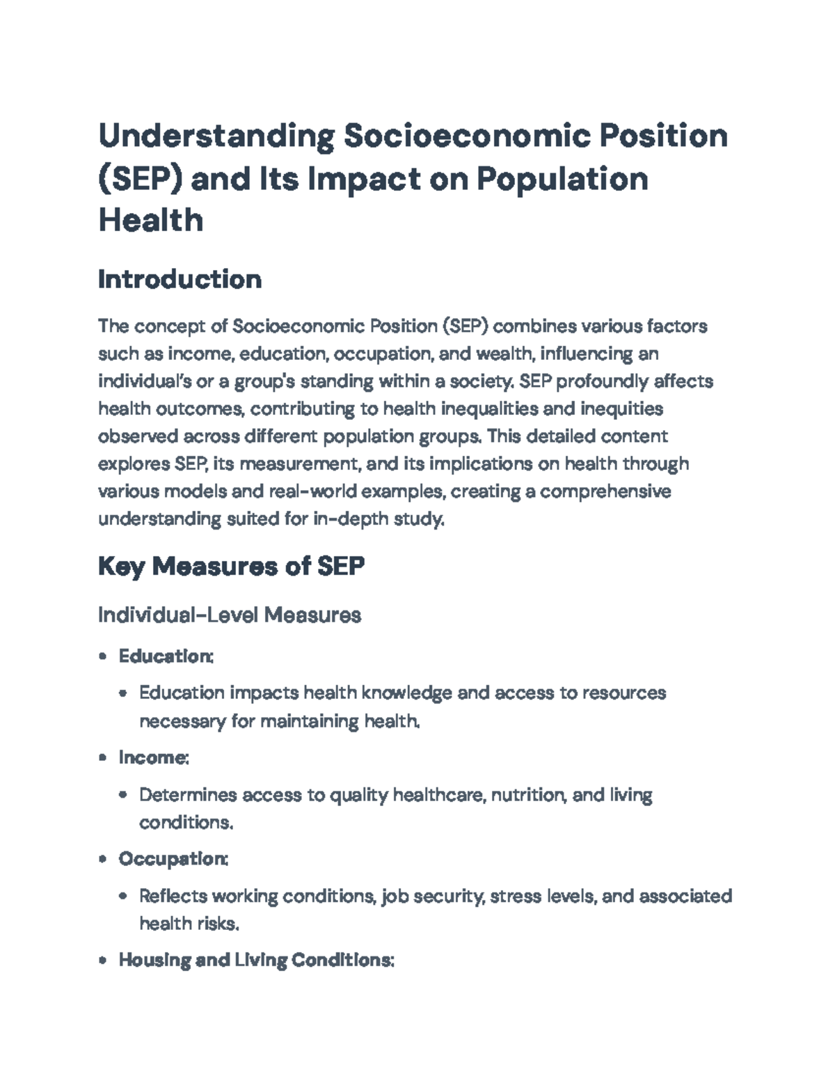 Understanding Socioeconomic Position (SEP) and Its Impact on Health ...