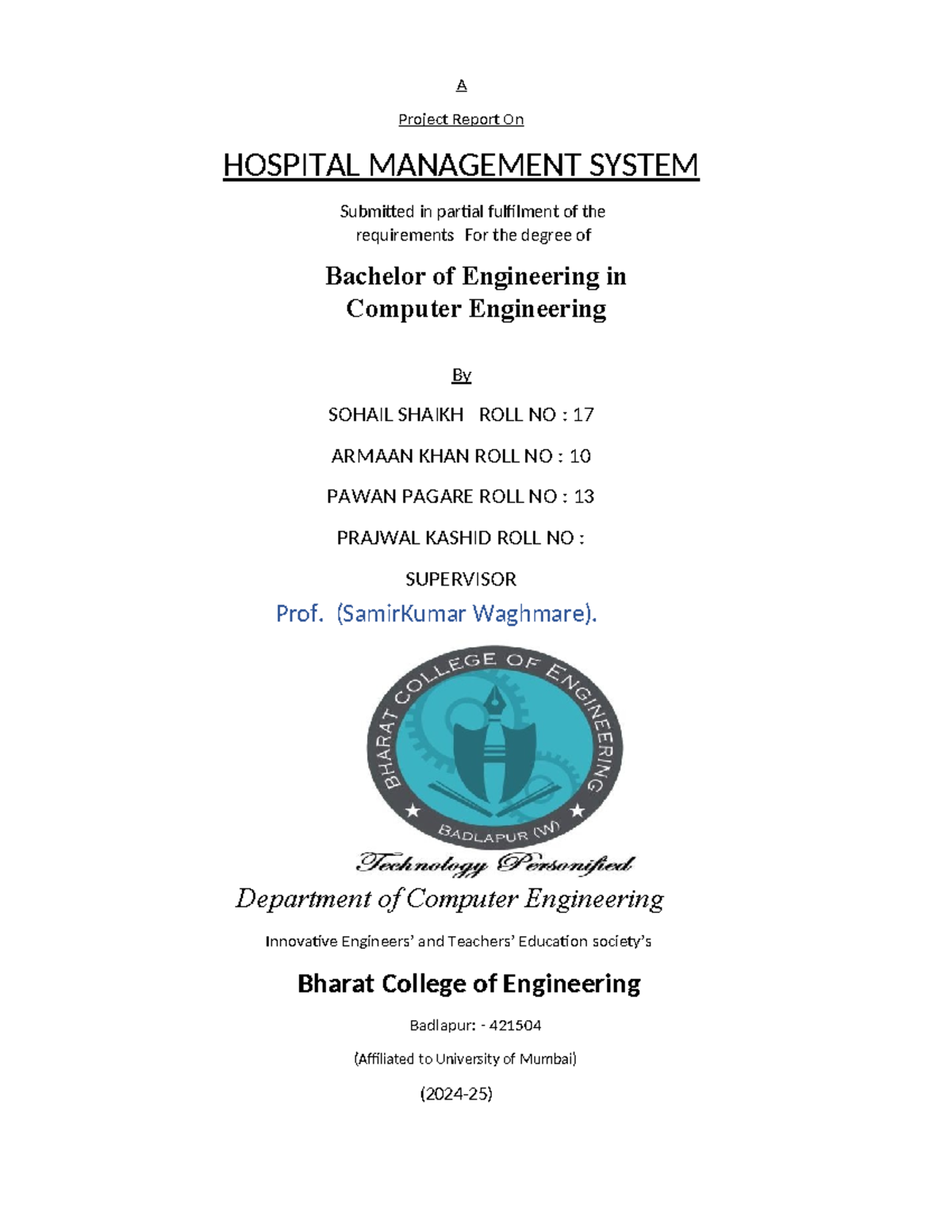 HMS Report: IoT-Based Hospital Management System for Efficiency - Studocu