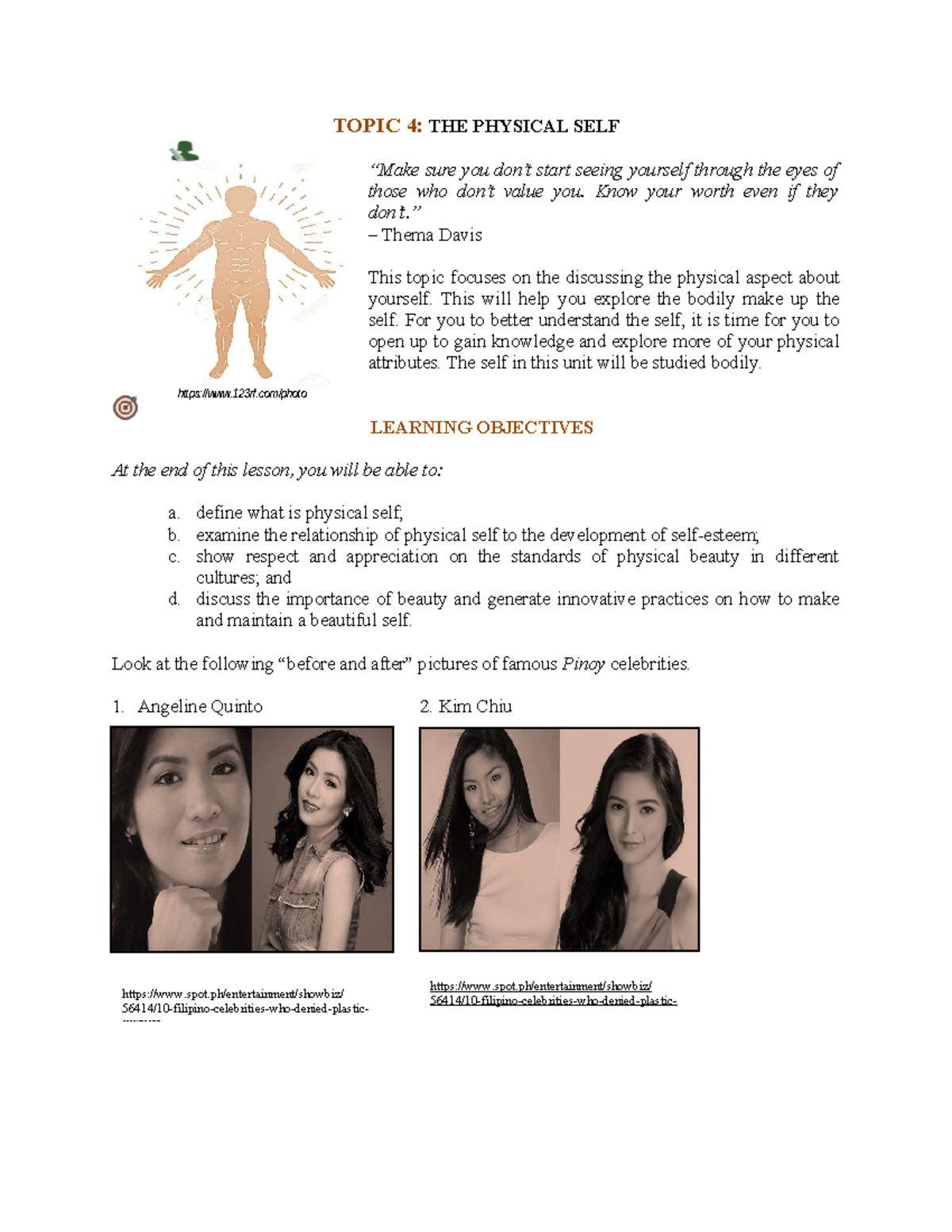 Topic 5: Understanding the Physical Self and Its Impact on Identity ...
