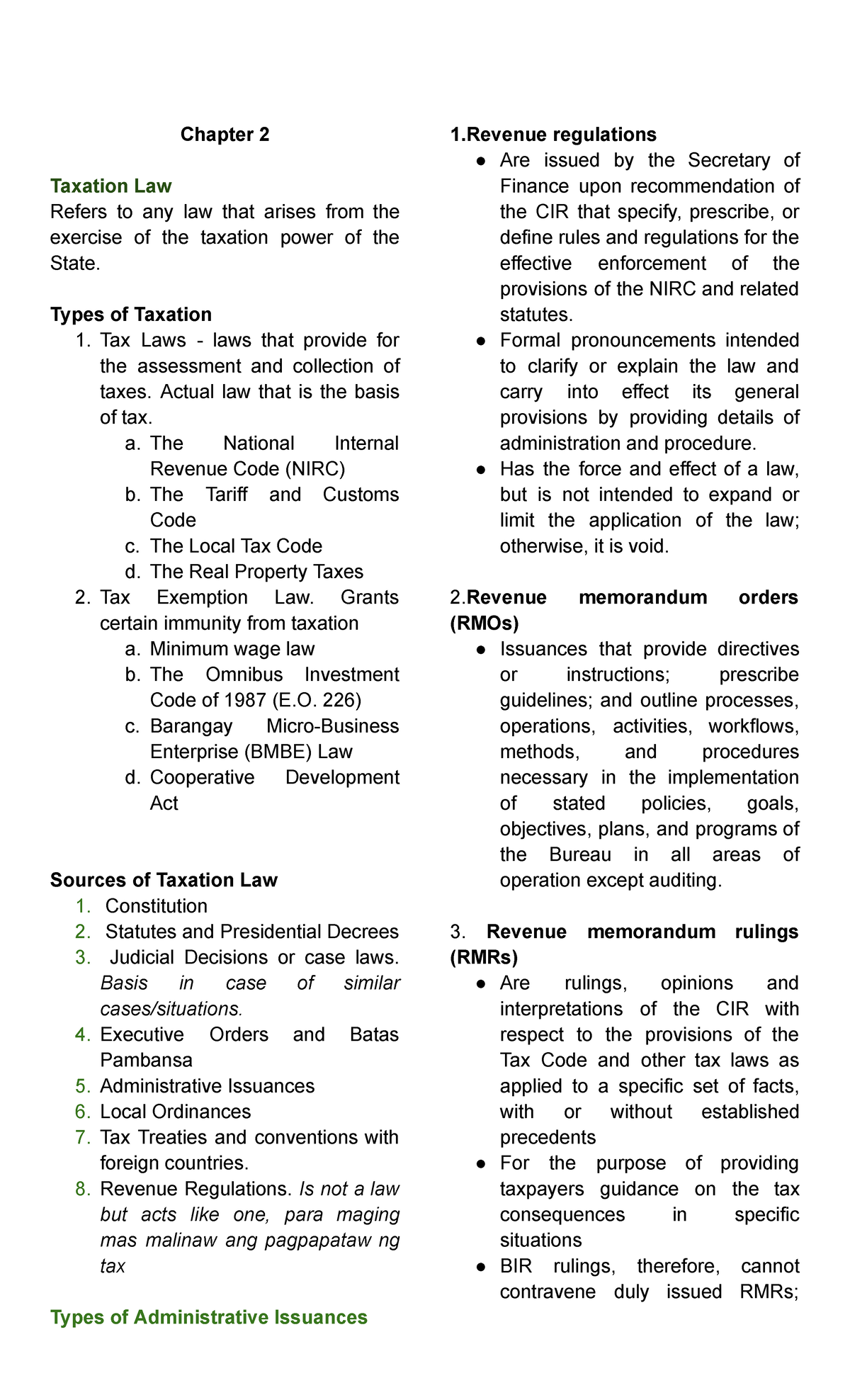 TAX 101: Chapter 2 Summary on Taxation Law and Income Taxation - Studocu