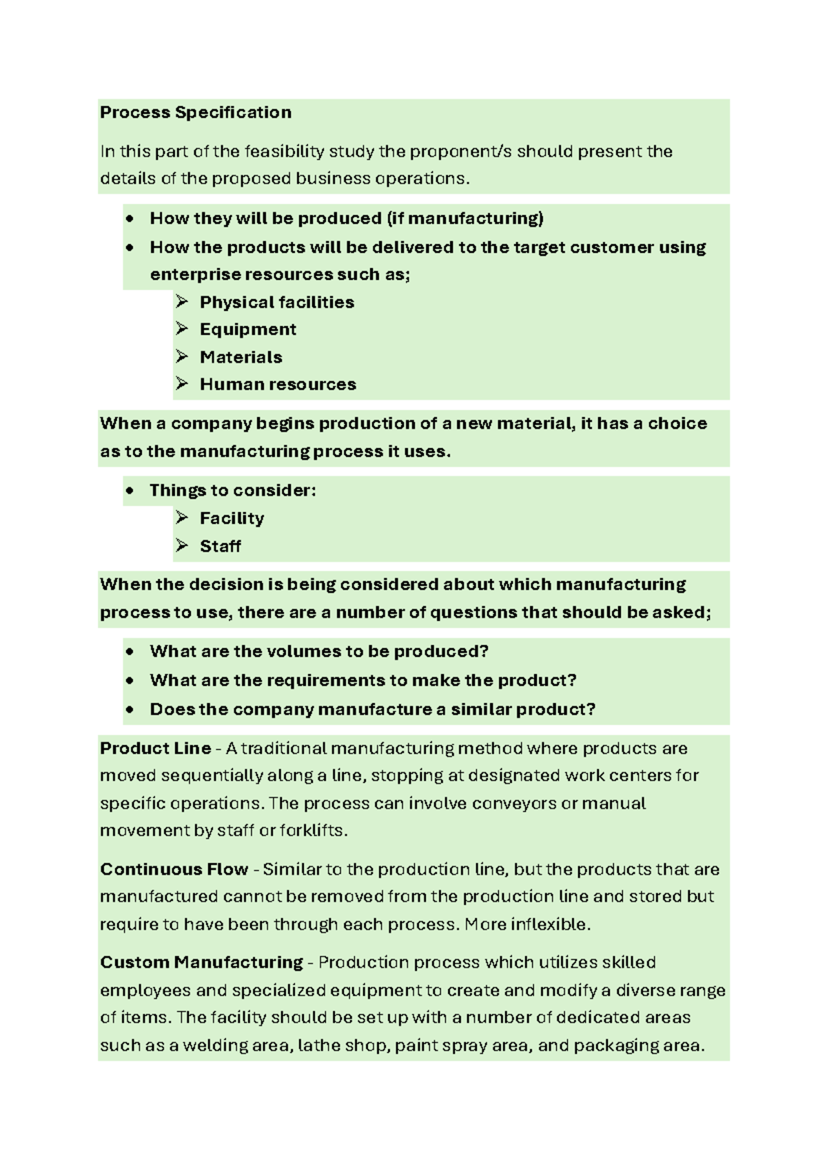 Group 3 Production Technical Study: Process Specification Overview ...