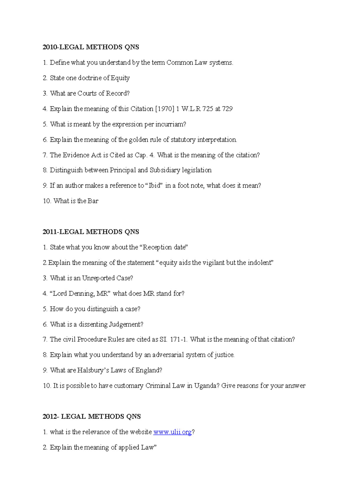 Legal Methods QNS: Key Concepts and Terminology Explained - Studocu