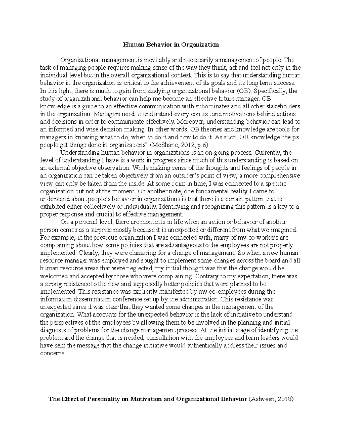 Understanding Human Behavior in Organizations: Insights for Management ...