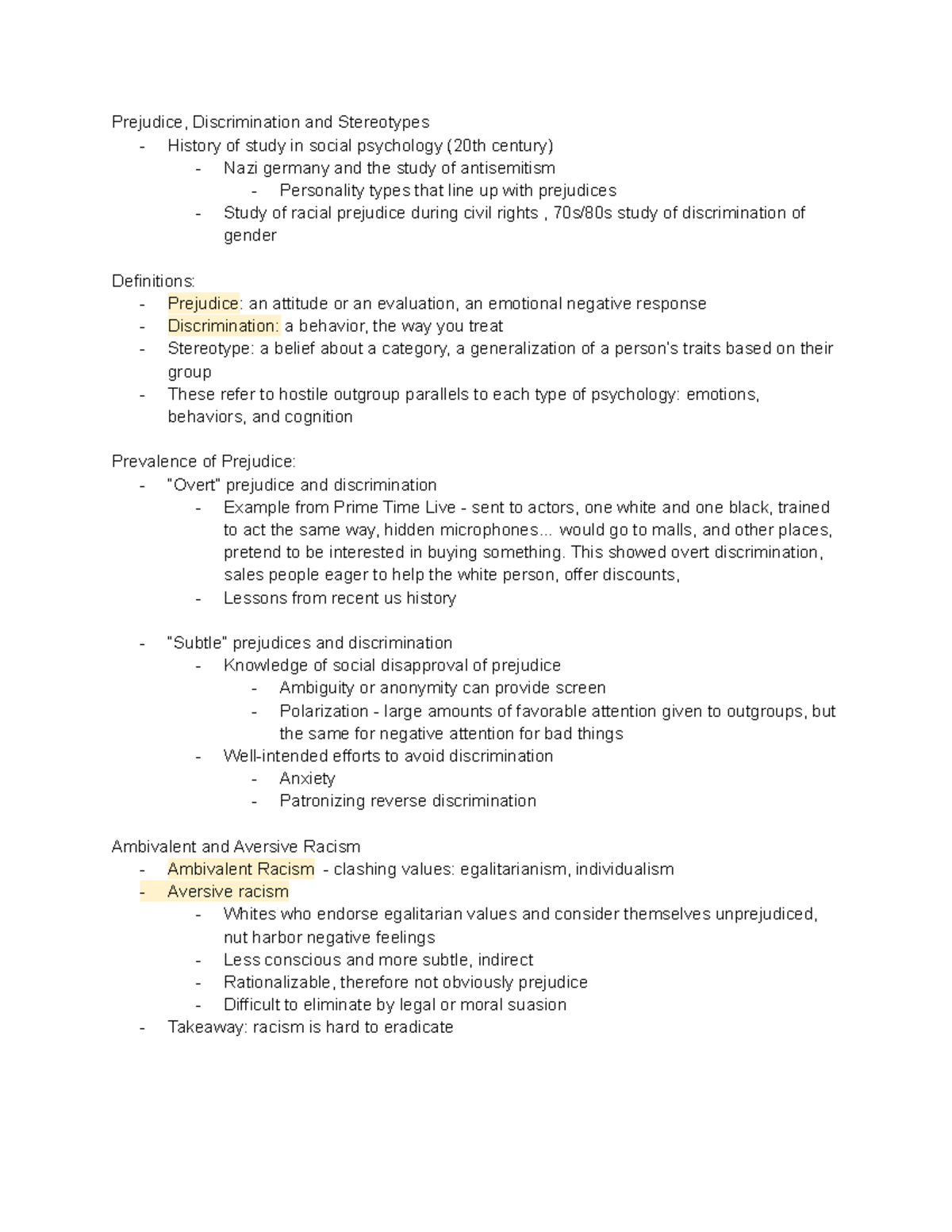 Social Psychology: Prejudice, Discrimination and Stereotypes ...