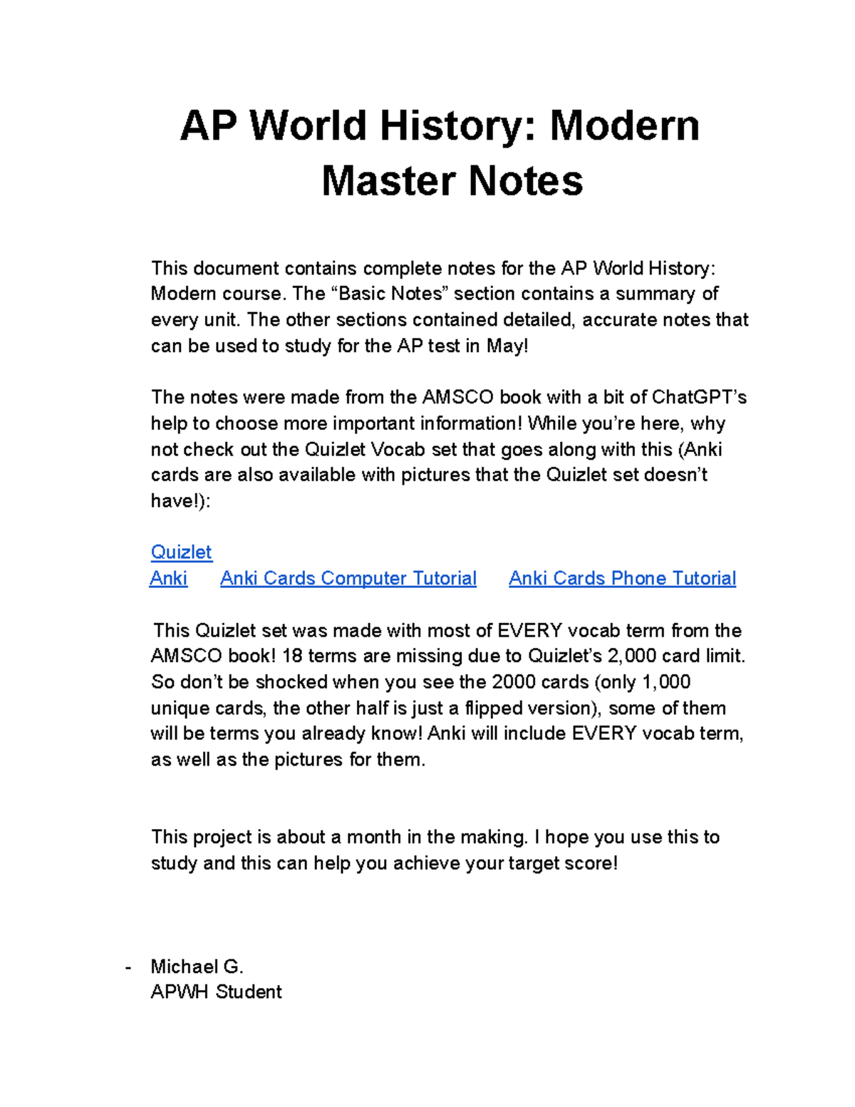 AP World History: Modern Comprehensive Study Notes (APWH) - Studocu