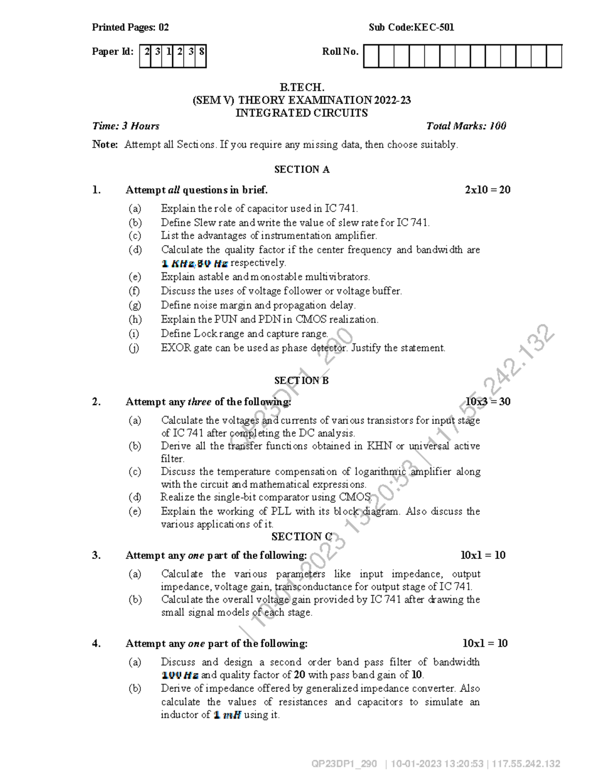 Integrated Circuits - KEC501 Theory Exam Notes - Studocu