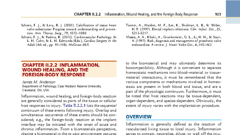 Chapter II.2.2 Inflammation, Wound Healing & Foreign Body Response ...