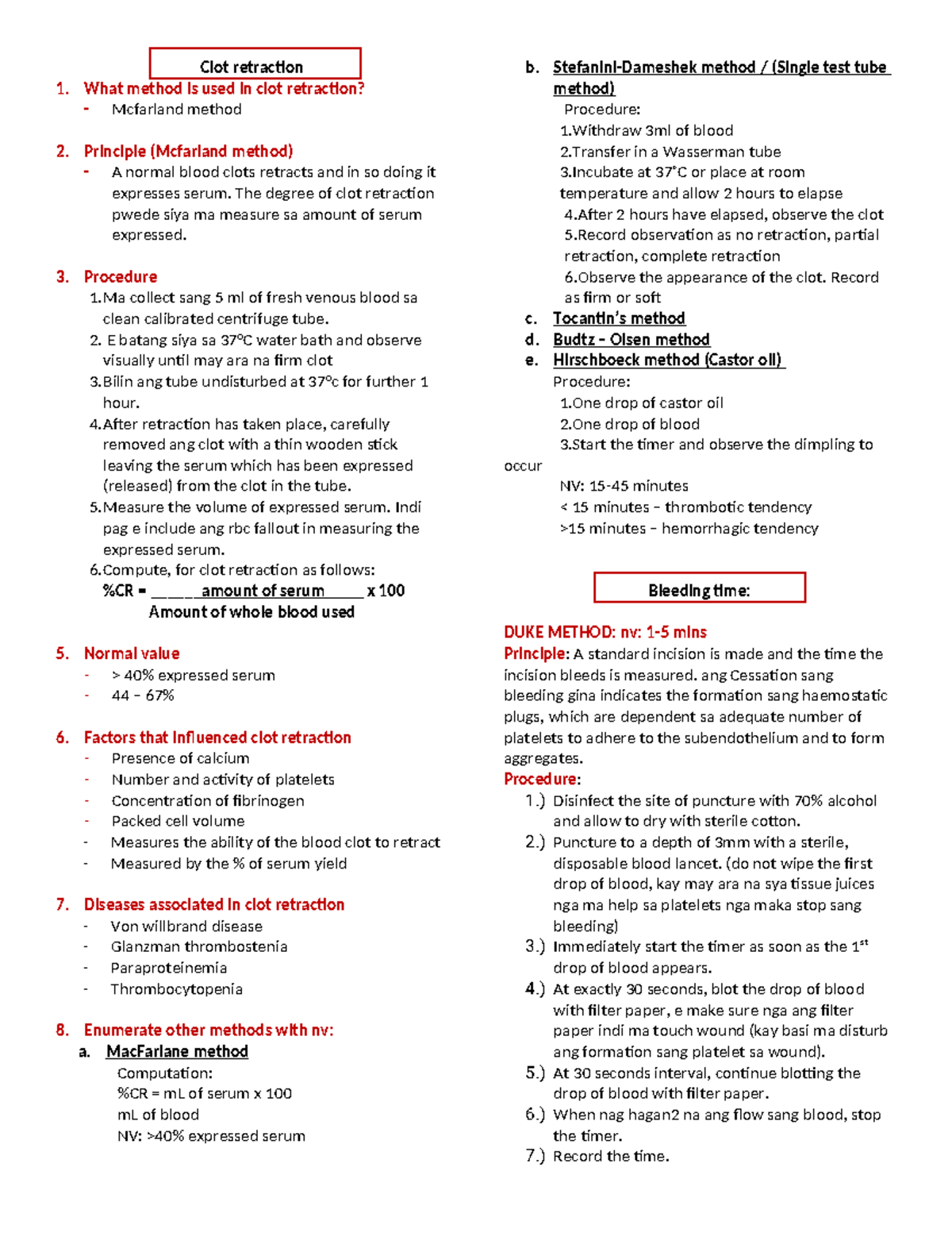 Clot Retraction & Bleeding Time: Methods & Normal Values (Med 101 ...