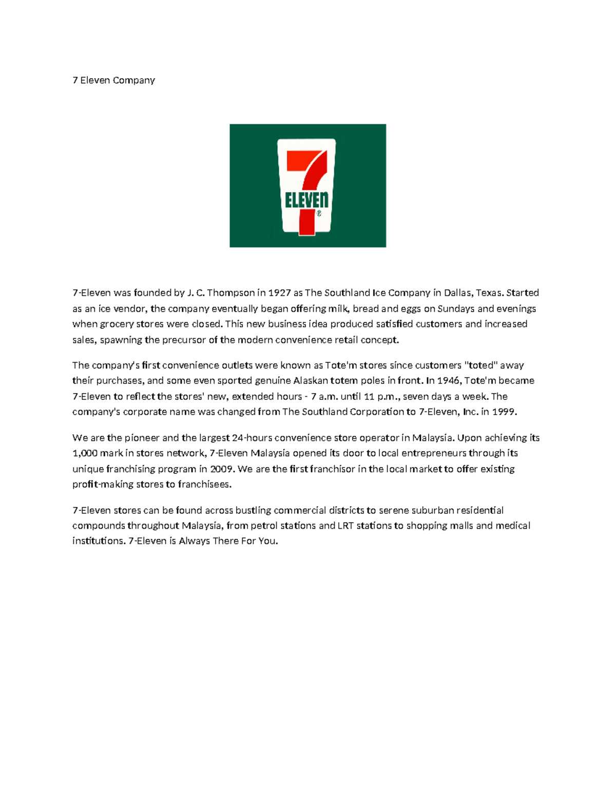 7-Eleven Company Overview and History - WPS Office - Studocu