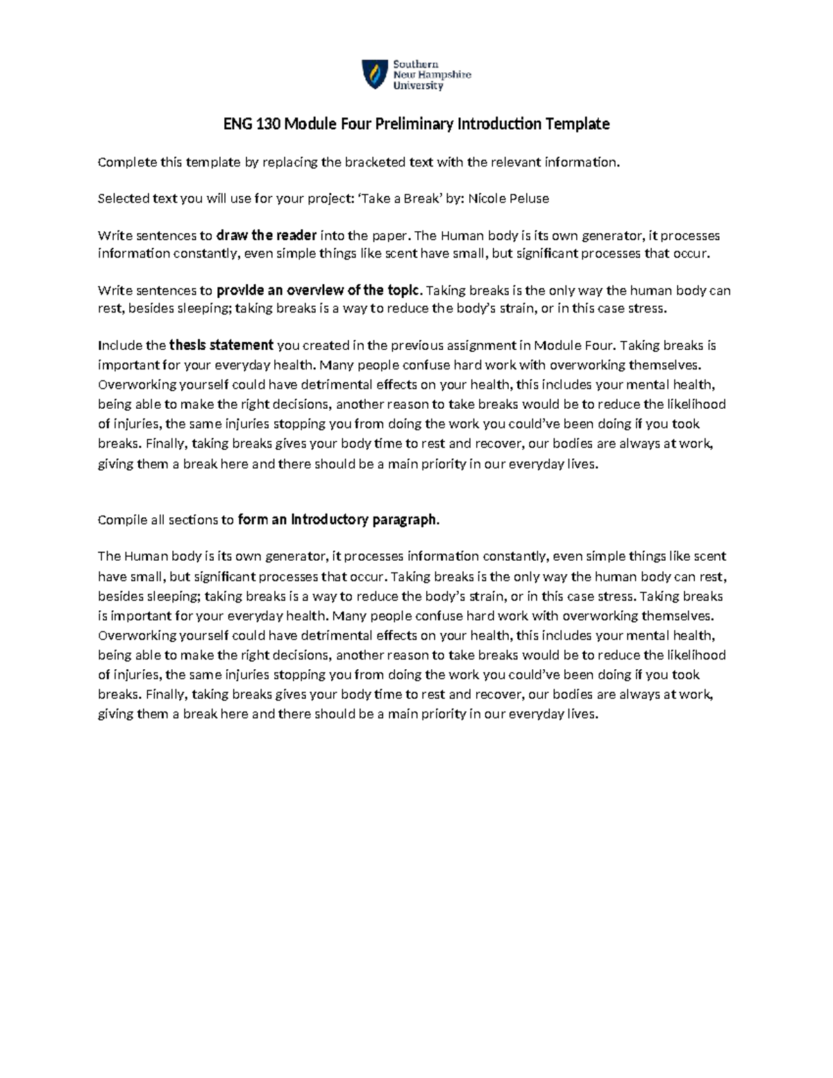 ENG 130 Module Four Preliminary Introduction Completed - ENG 130 Module ...