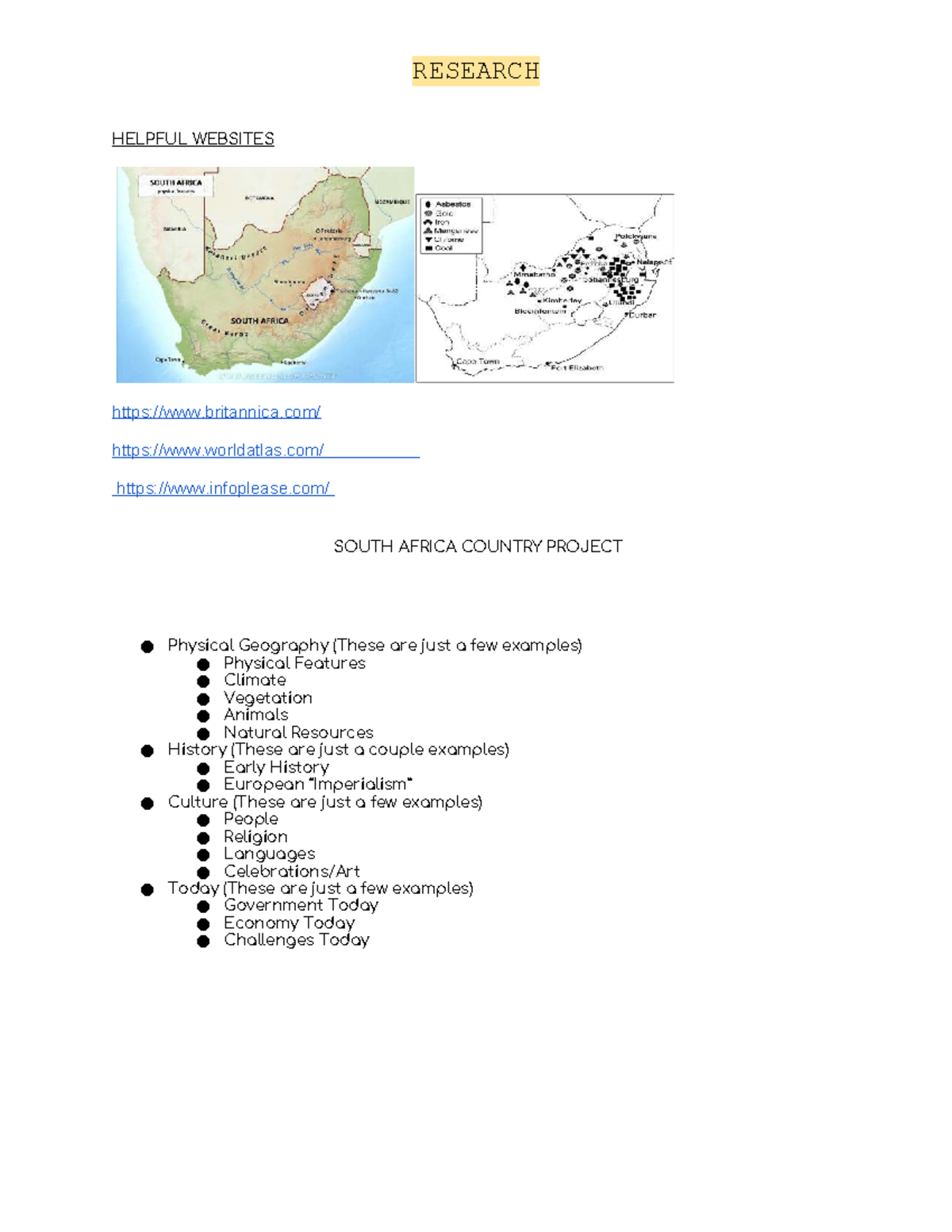 Research on South Africa's Physical Geography and Culture - Studocu
