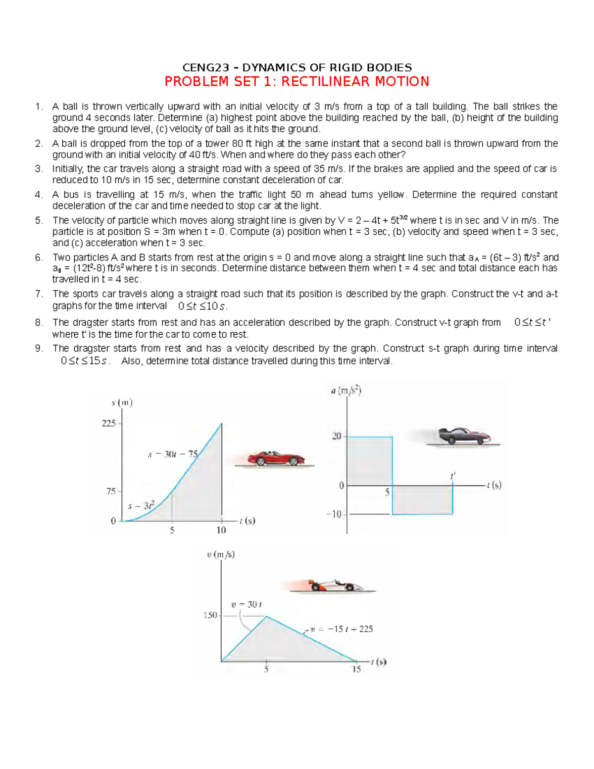 CENG2 3 - Problem Set 1: Dynamics of Rigid Bodies and Motion - Studocu