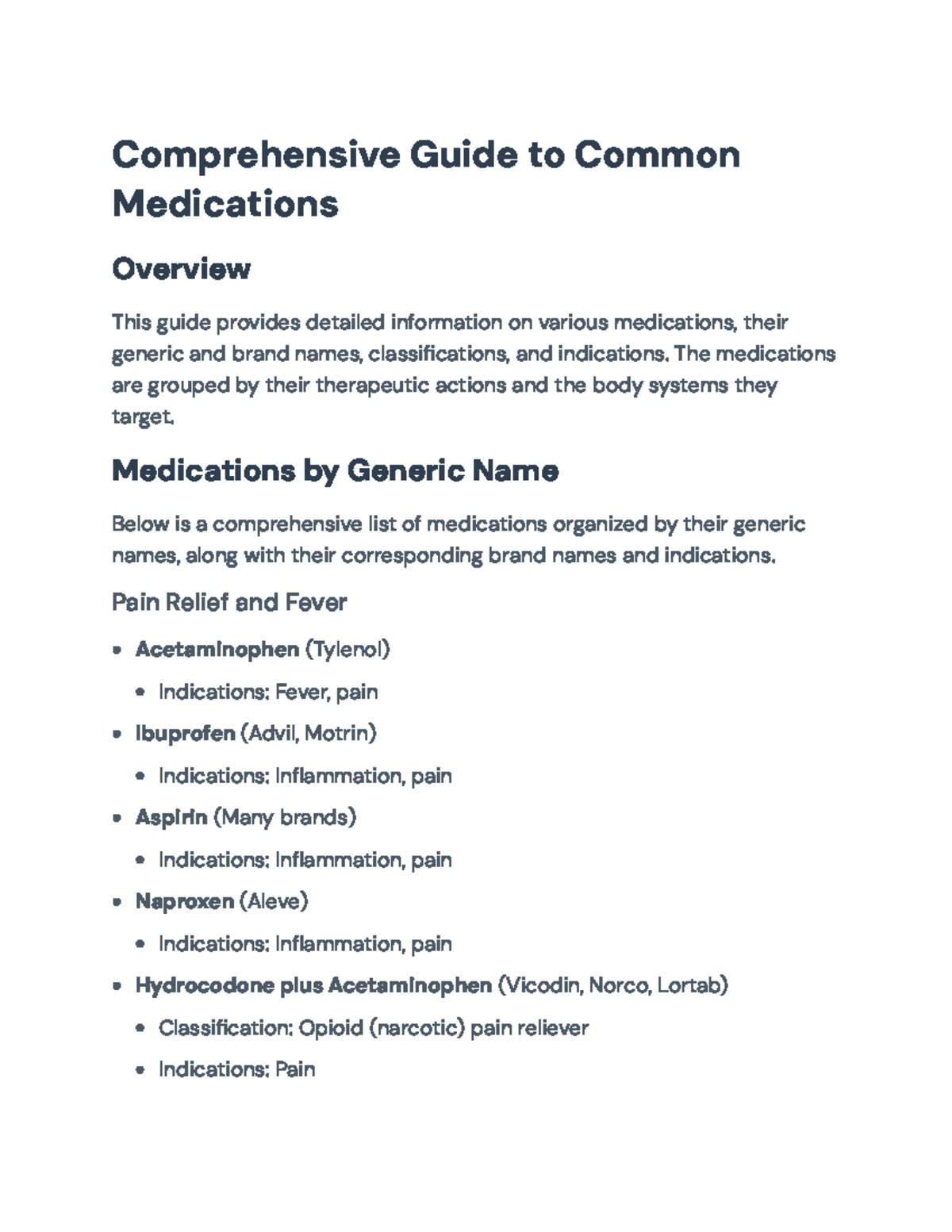 Comprehensive Medications Guide: Types, Uses, and Classifications ...