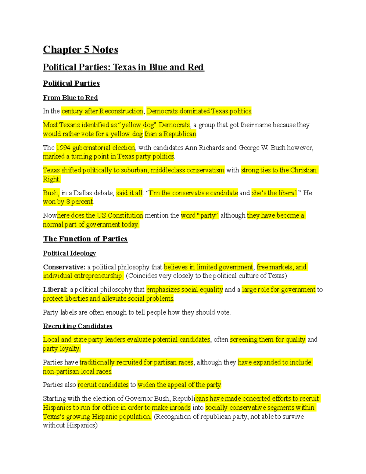 Chapter 5 - Chapter 5 Notes Political Parties: Texas in Blue and Red ...