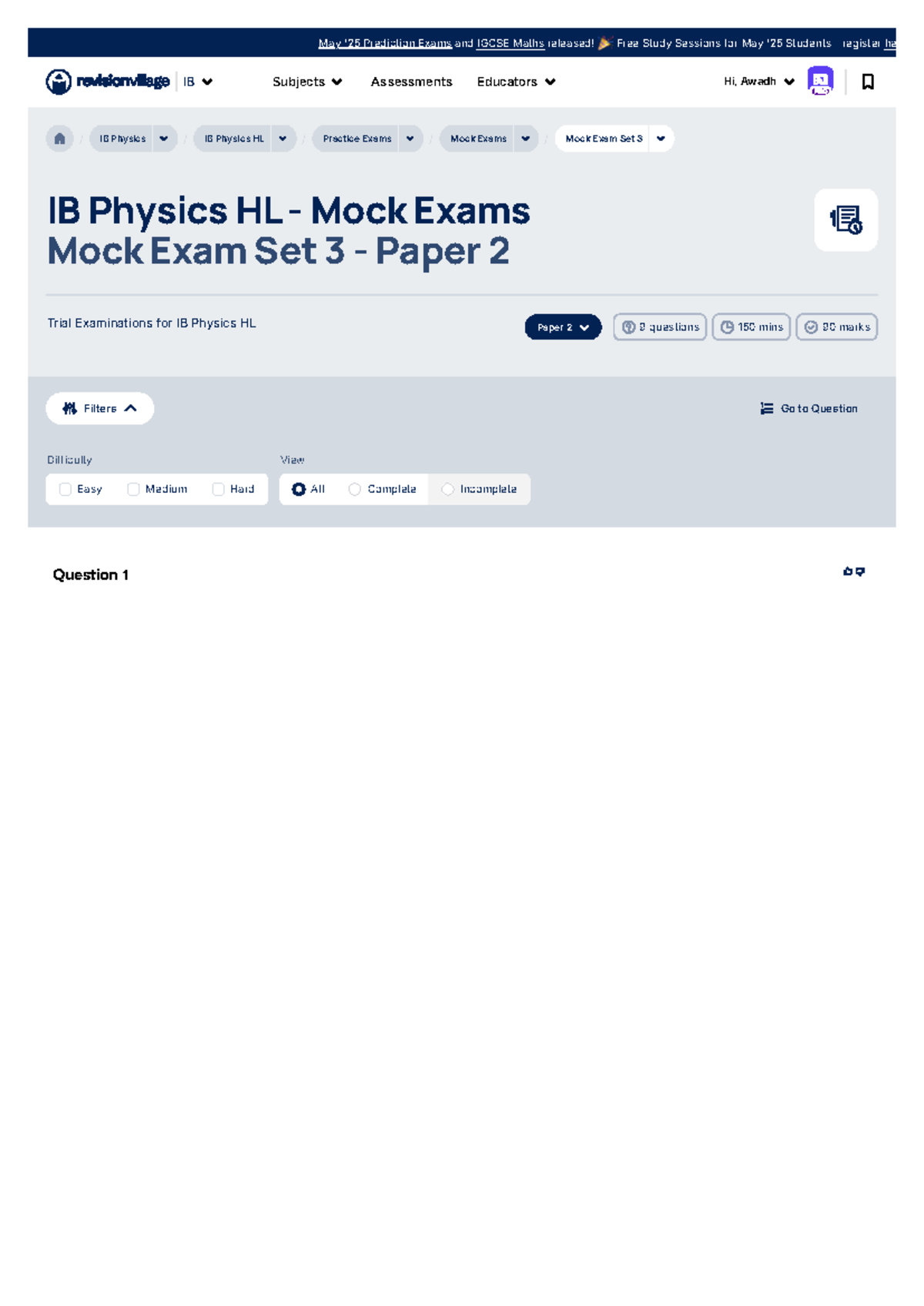 IB Physics HL - Practice Exams - Mock Exam Set 3 Paper 2 ...