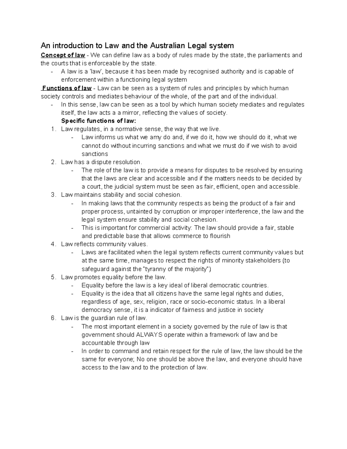Business and commerical law - Week 1, An introduction to law and the ...