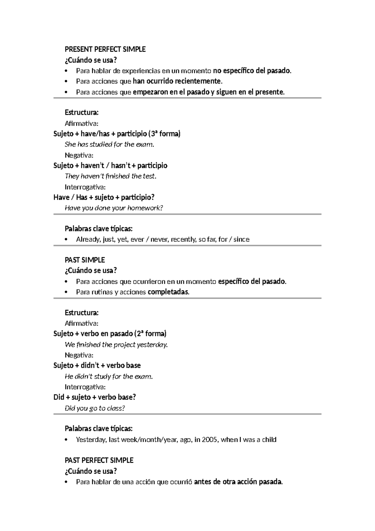 Grammar 1 - Vocab 1: Present & Past Tenses Explained - Studocu