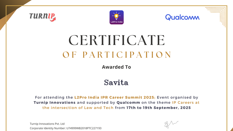 TURNIP Qualcomm L2Pro India Certificate of Participation - Savita - Studocu