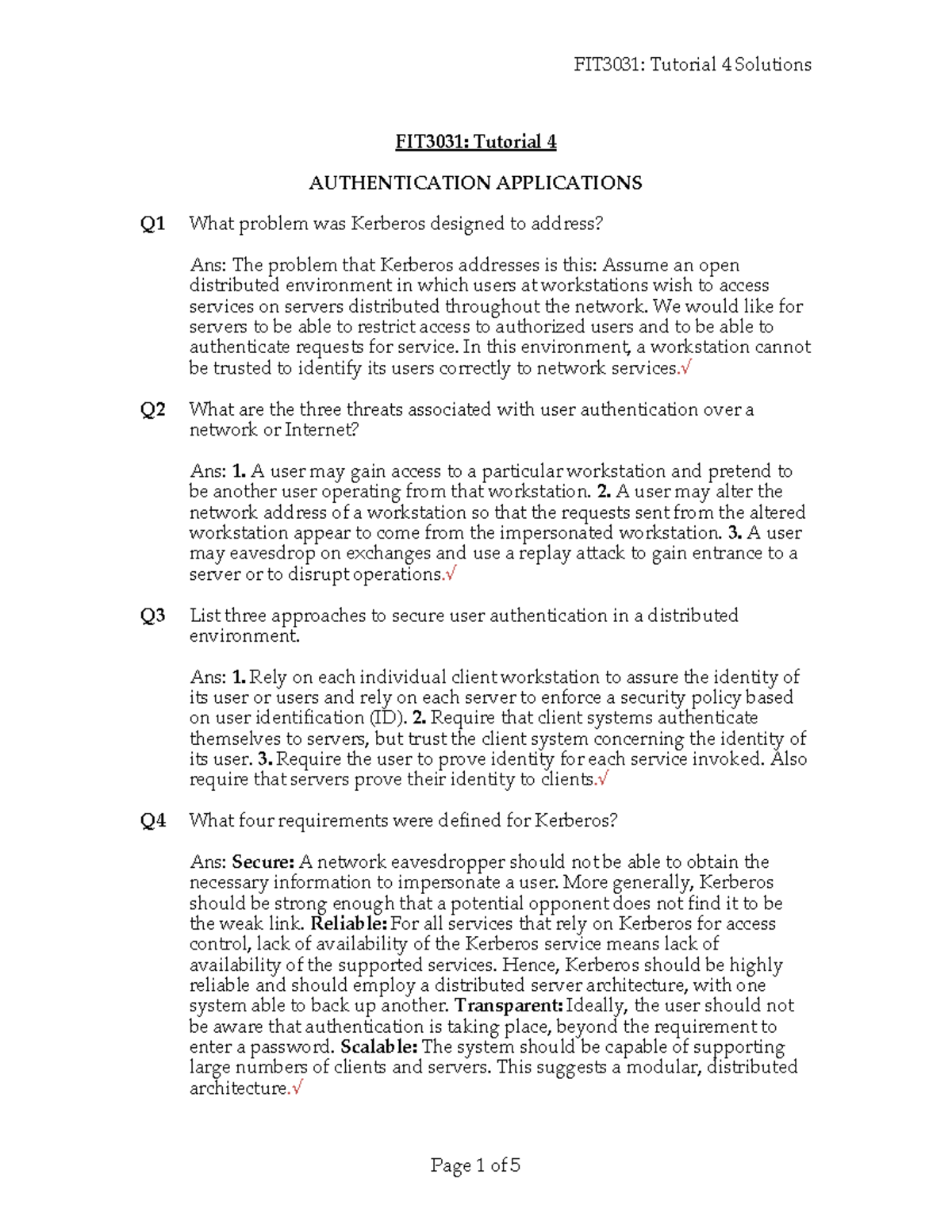 Tutorial 4 Solutions - FIT3031: Tutorial 4 Solutions FIT3031: Tutorial ...
